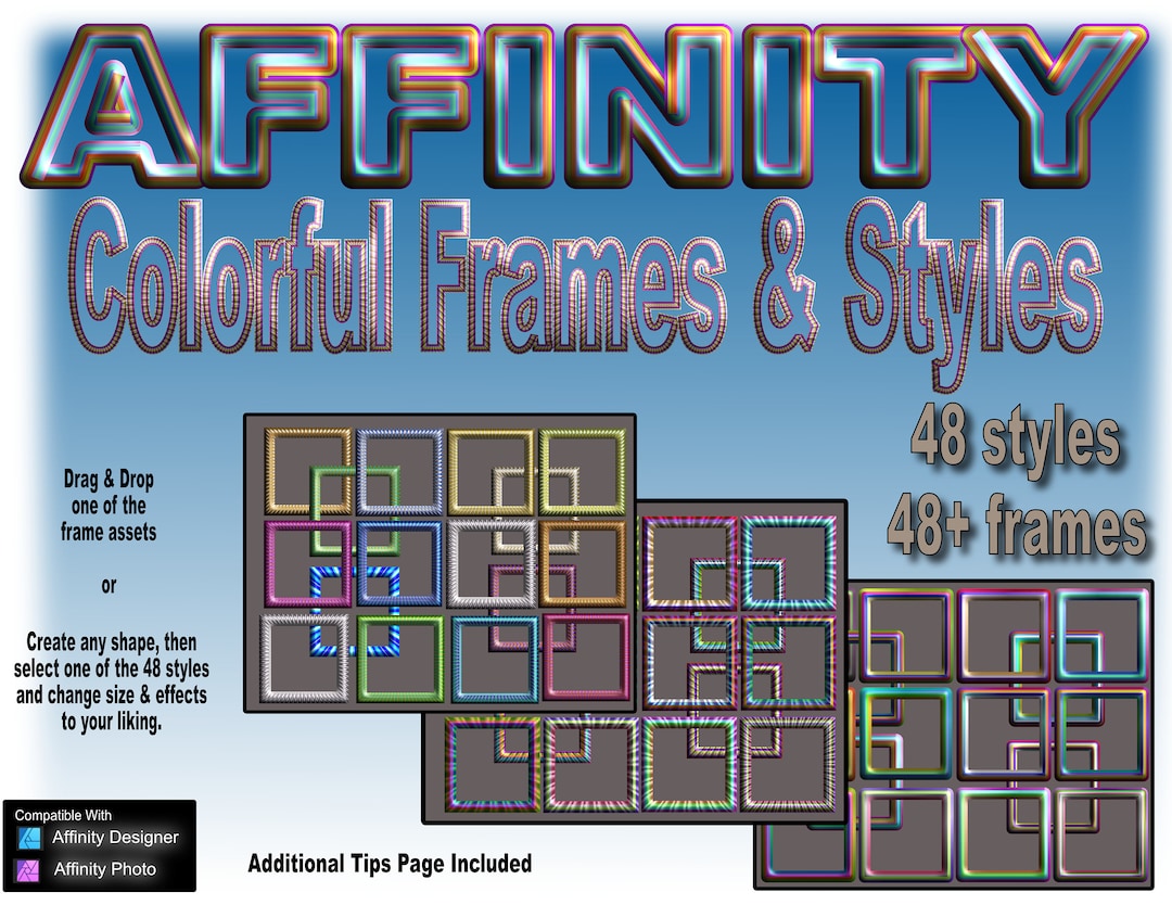 Affinity Frame Styles -- Colorful Stroke Styles & Matching Frame Assets ...