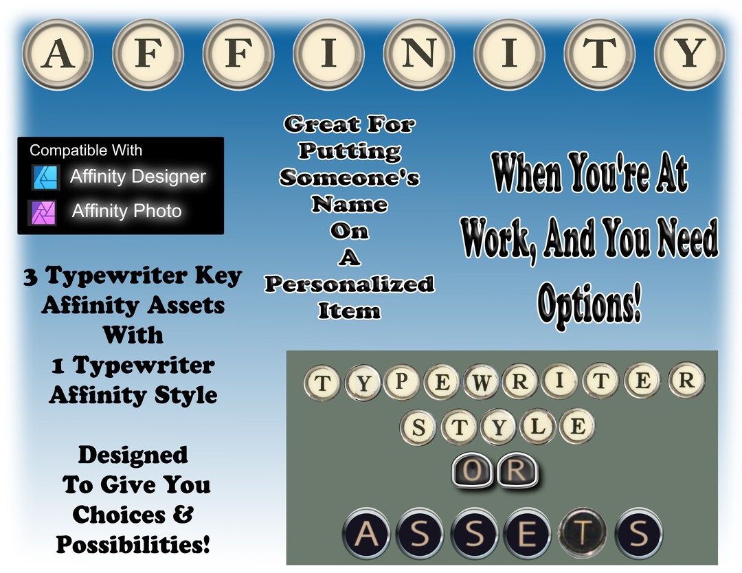 Affinity Serif Assets -typewriter Keys 3 Sets - Etsy