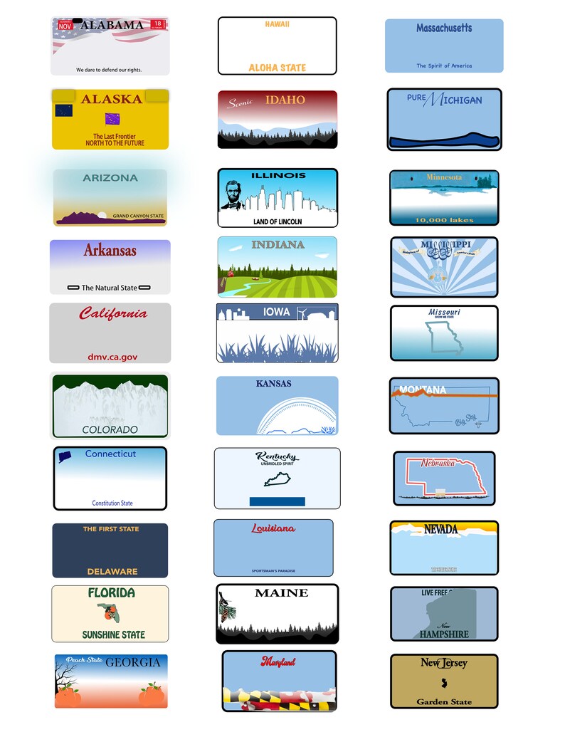 License Plate Art Kit: 50 State Designs for Affinity - Etsy