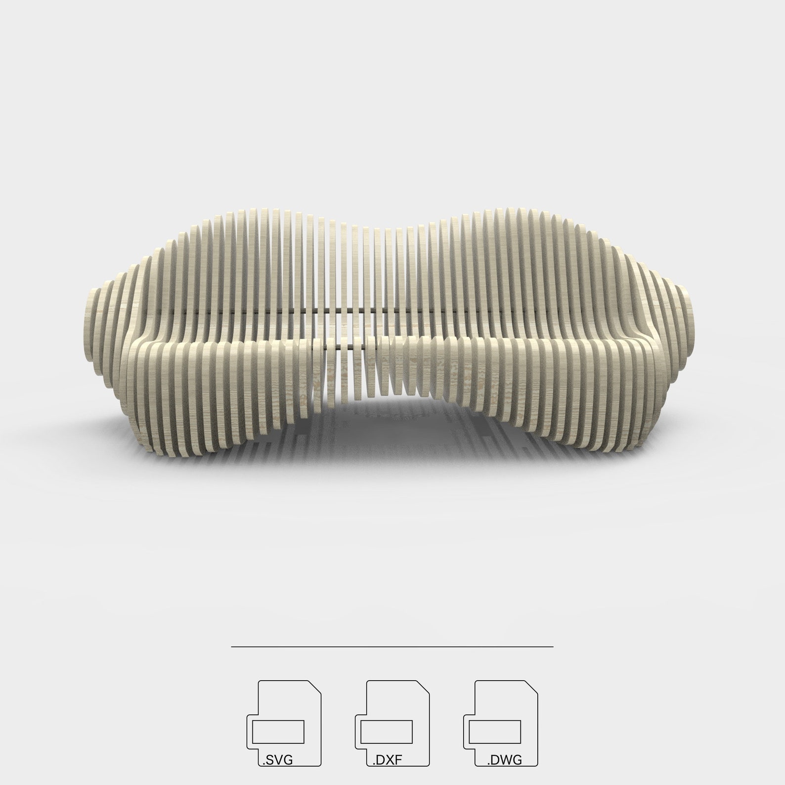 Parametric Loveseat • Router Cut Files • Cnc Files For Cutting• Vector Files • Dxf • Dwg