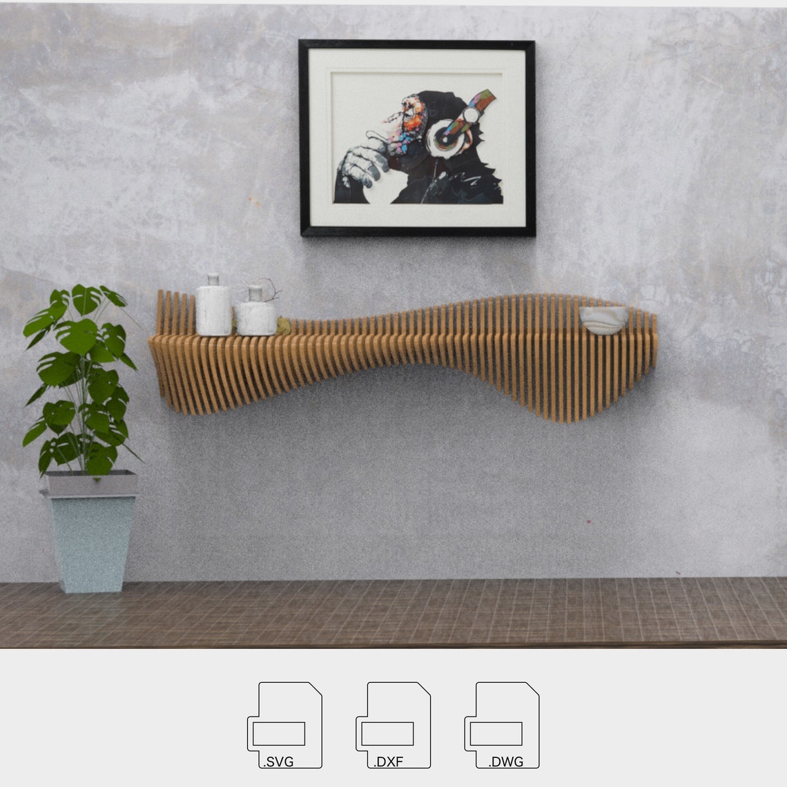 Parametric Console Shelf 2 • Modern CNC Design • Router-cut Vector ...