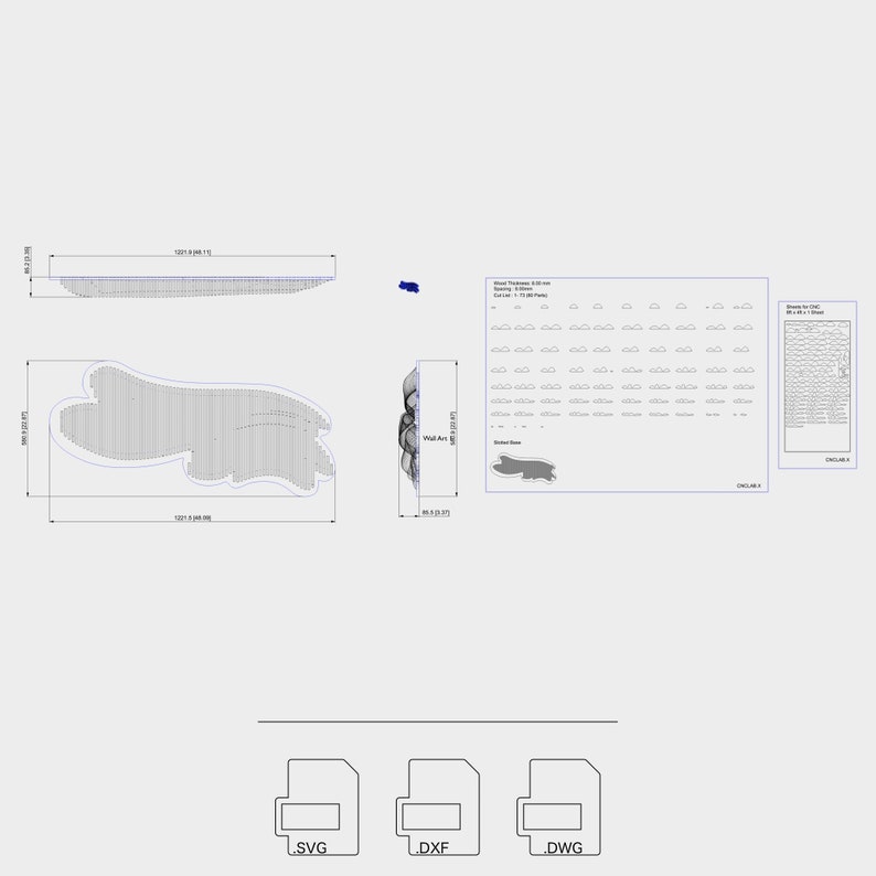 Parametric Wall Waves Art 1 • Router-cut Files • CNC Files for Cutting ...