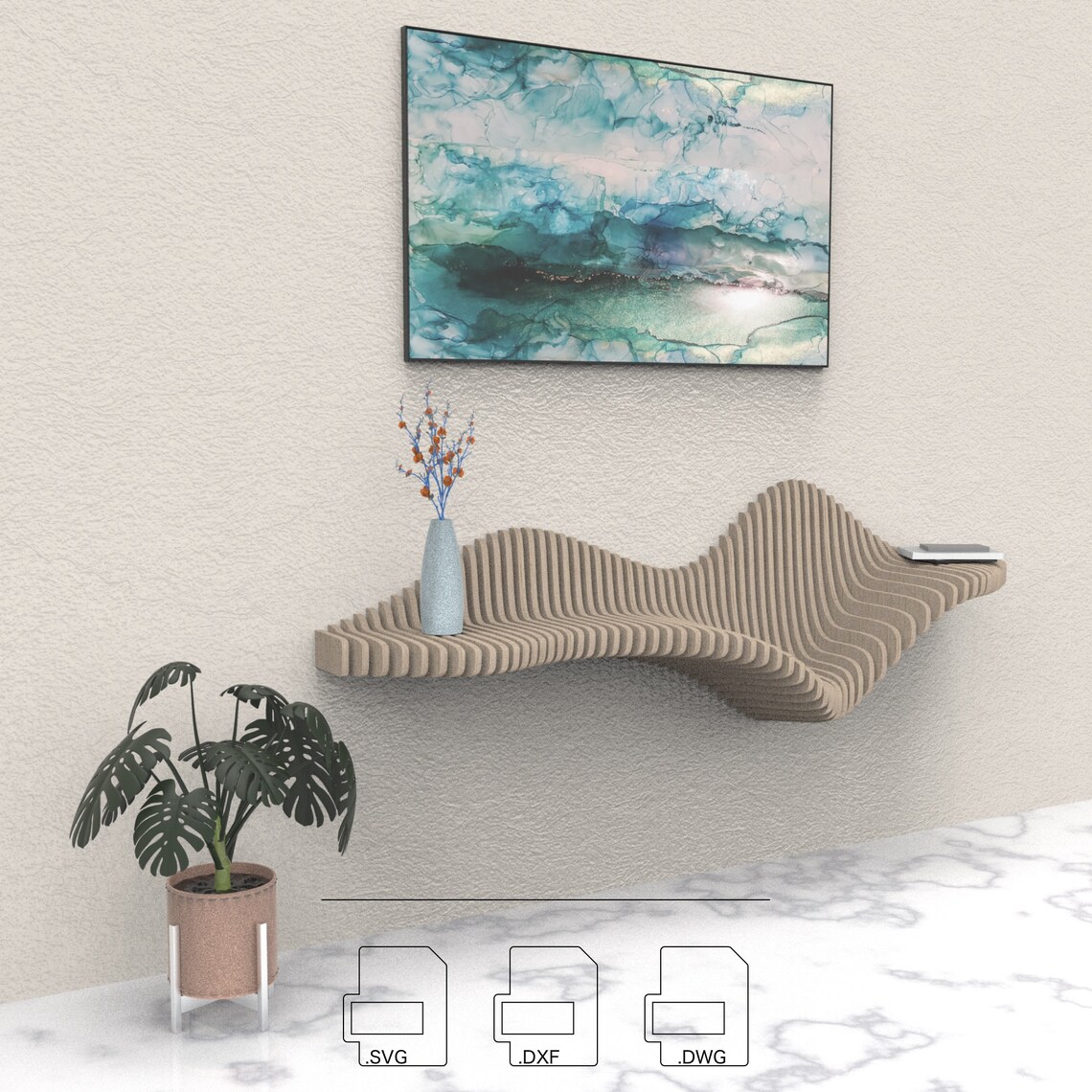 Parametric Console Lexa • Modern CNC Design • Router-cut Vector Files ...