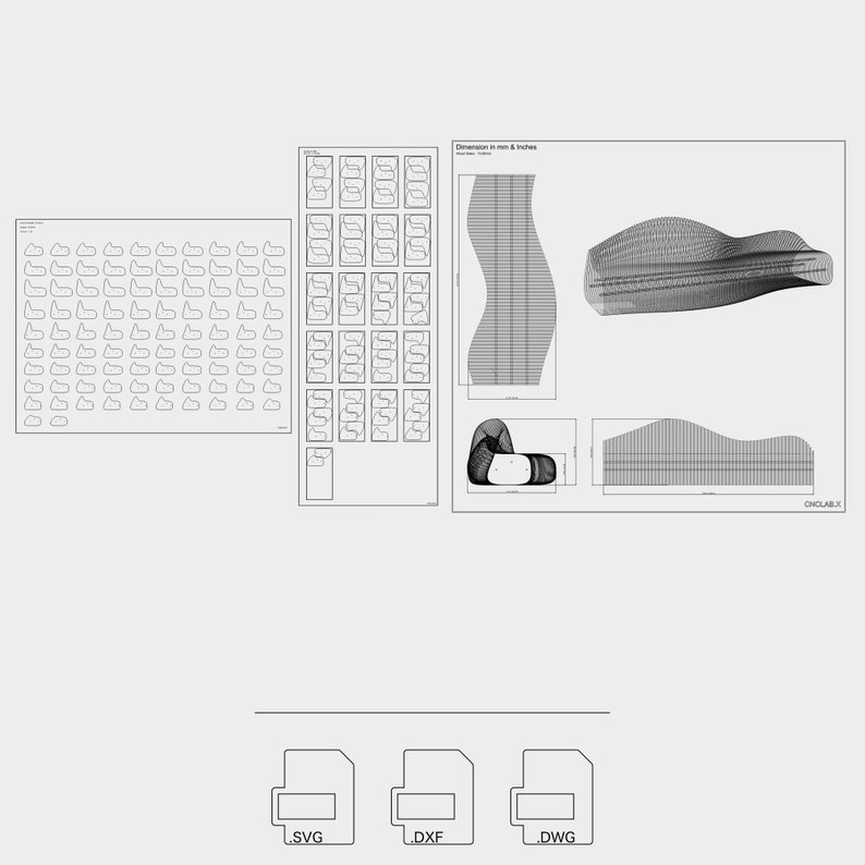 Curve Bench Router-cut Files CNC Files for Cutting Vector Files .dxf ...