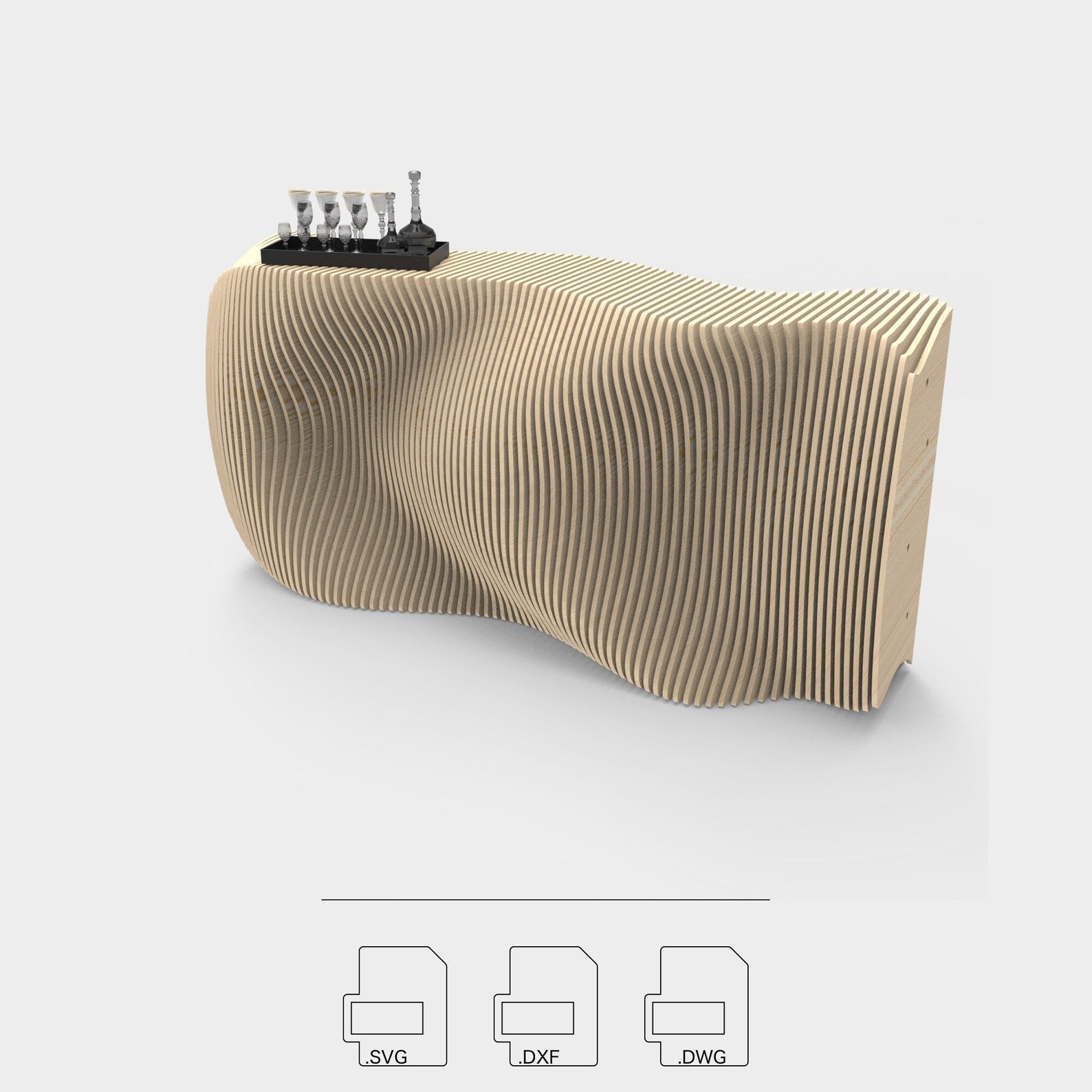 Wave Reception Desk CNC Files: Router-cut Bar Counter (digital Download ...