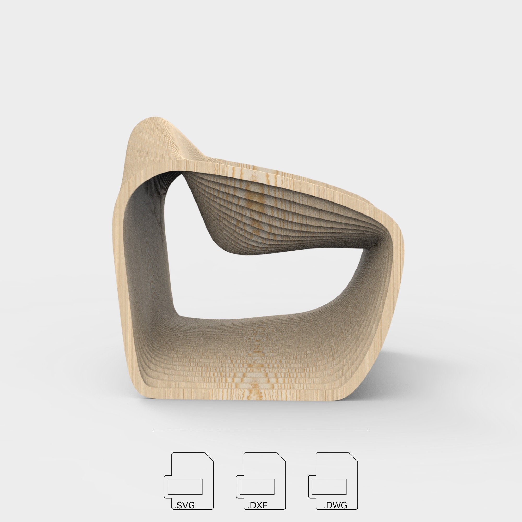 Layer Chair • Router Cut Files • Cnc Files For Cutting• Vector Files • Dxf • Dwg • Svg • Pdf