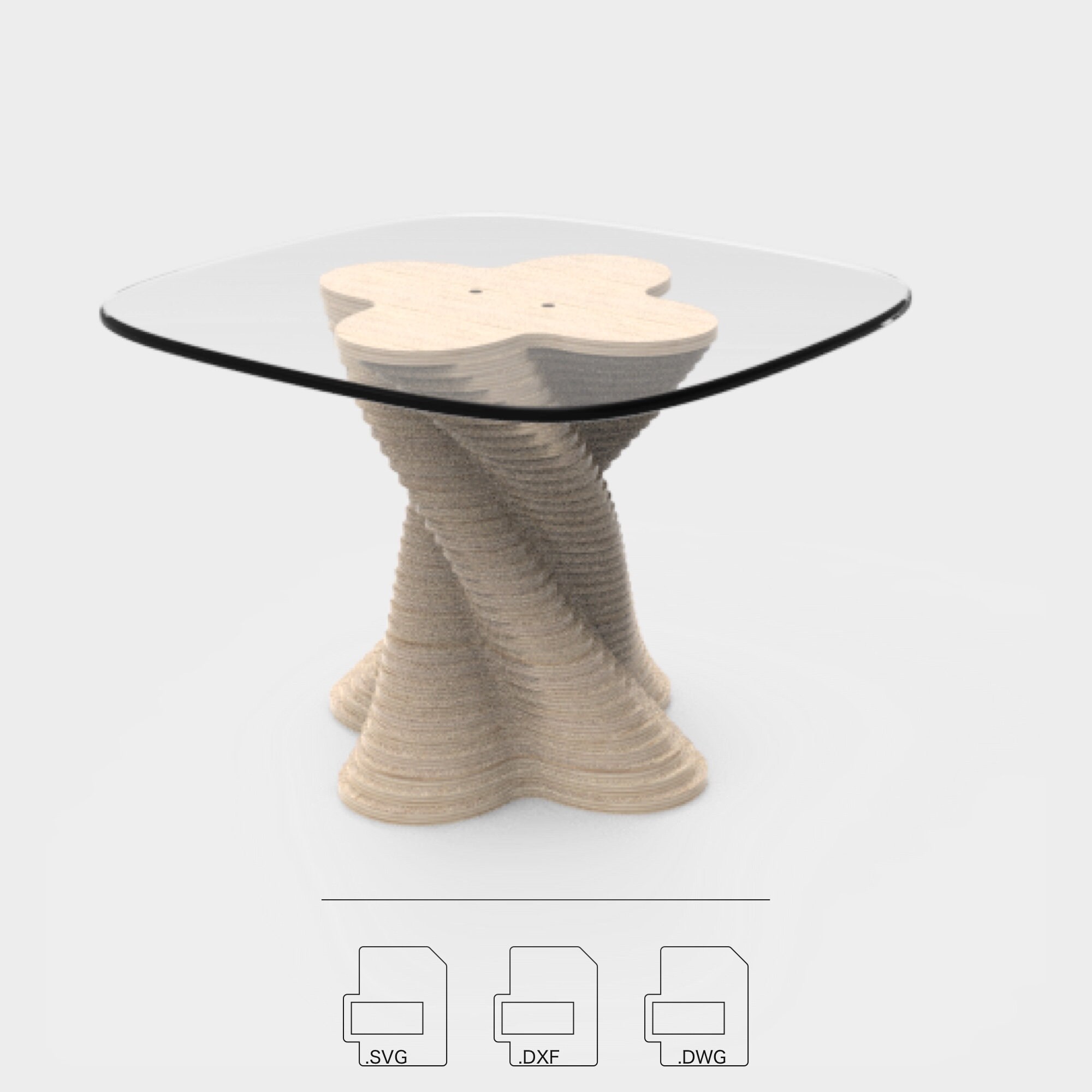 Parametric Coffee Table Clover Router-cut Files CNC Files for Cutting Vector Files .dxf .dwg ...