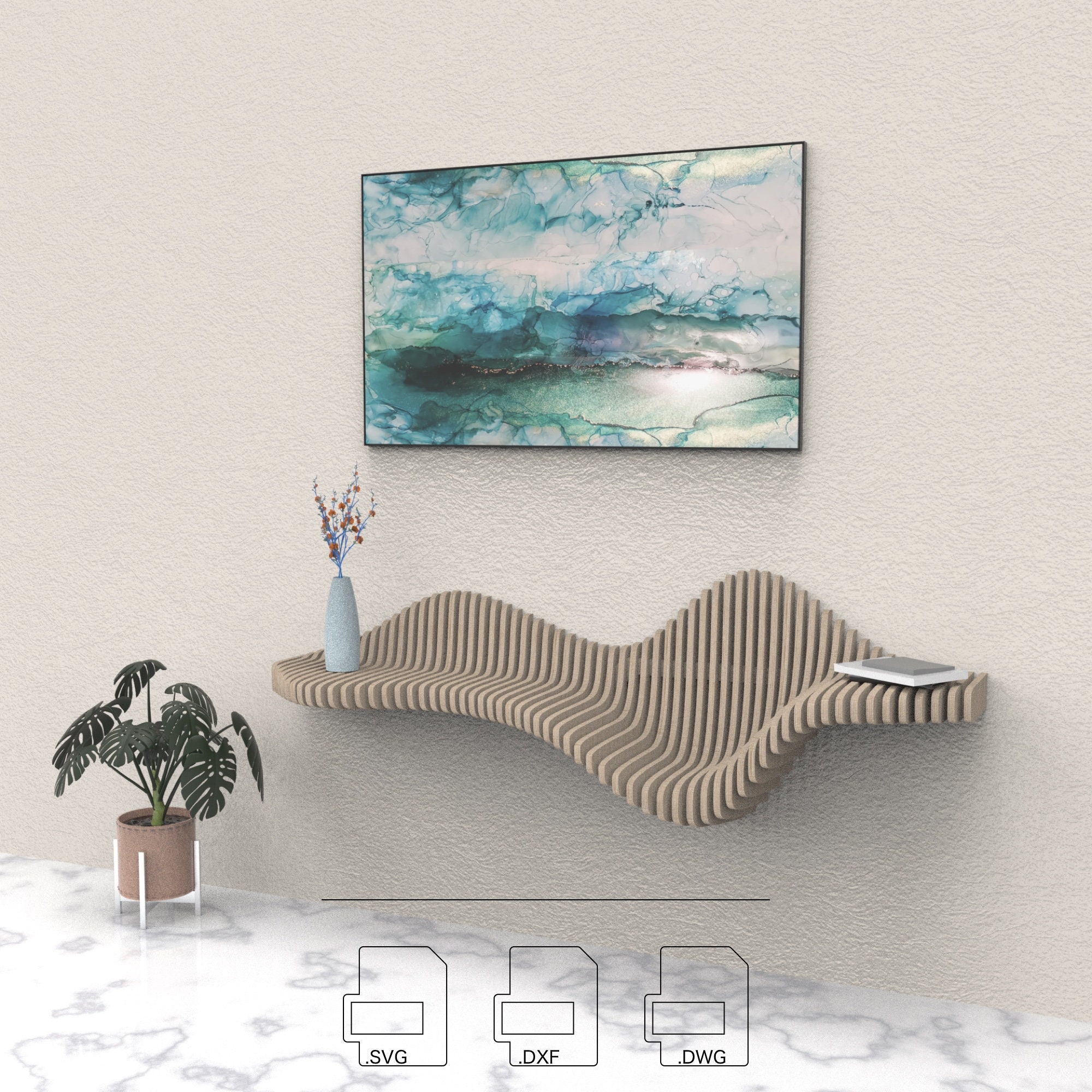 Parametric Console Lexa • Modern CNC Design • Router-cut Vector Files ...