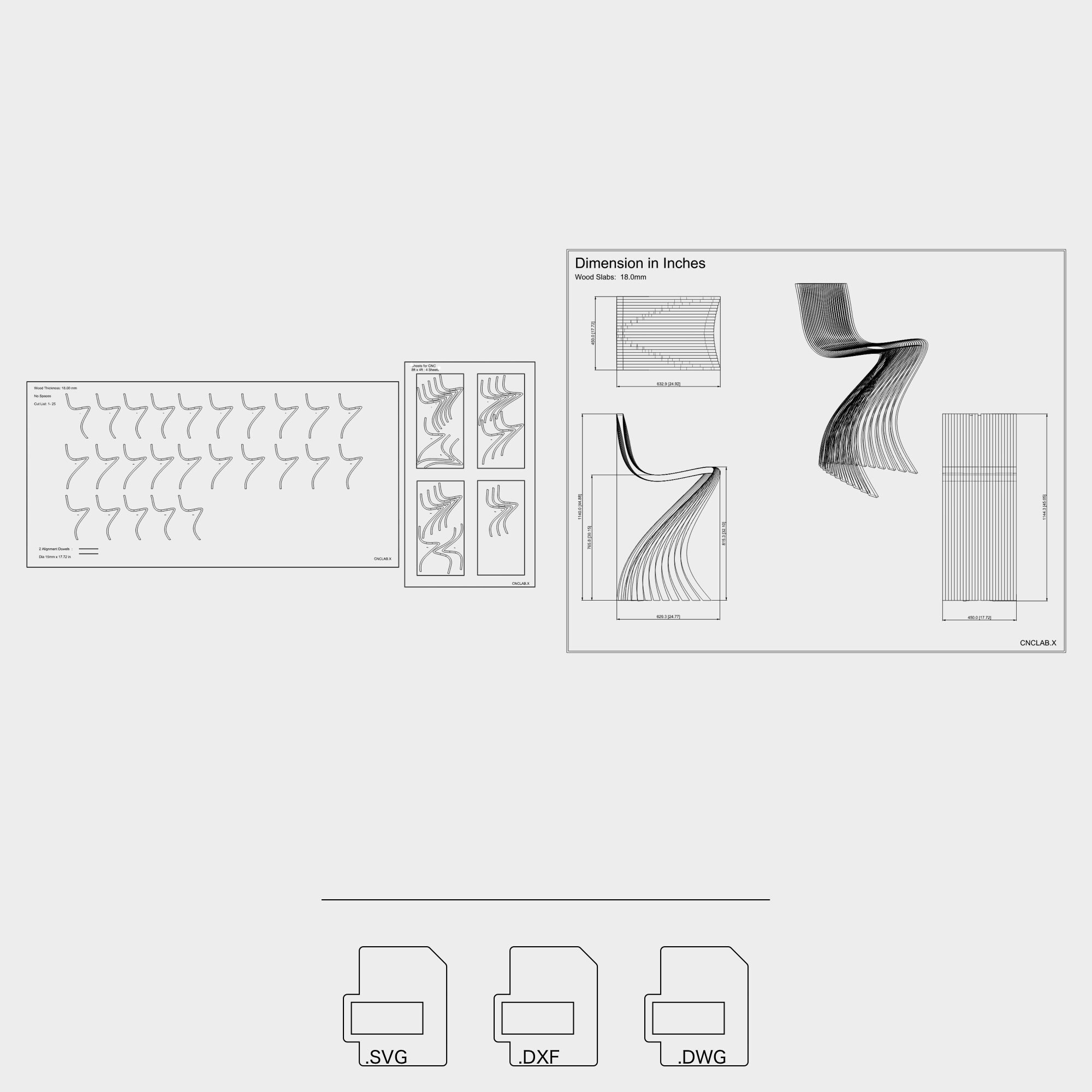 Parametric Bar Stool 1 Router Cut Files Cnc Files Vector Files Dxf Dwg Svg Pdf Etsy