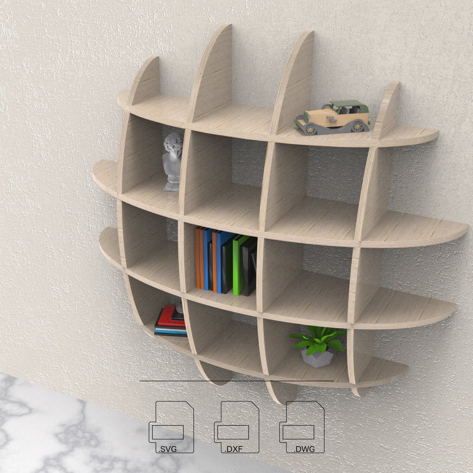 Parametric Bookshelf Aria • Router-cut Files • CNC Files • Vector Files ...