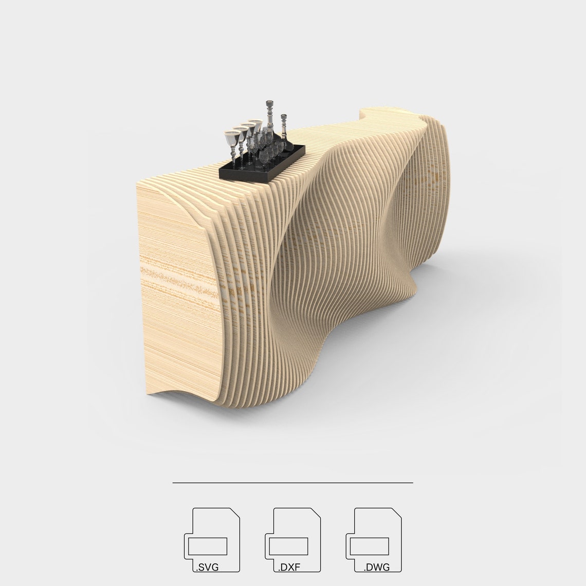 Wave Reception Desk CNC Files: Router-cut Bar Counter (digital Download ...