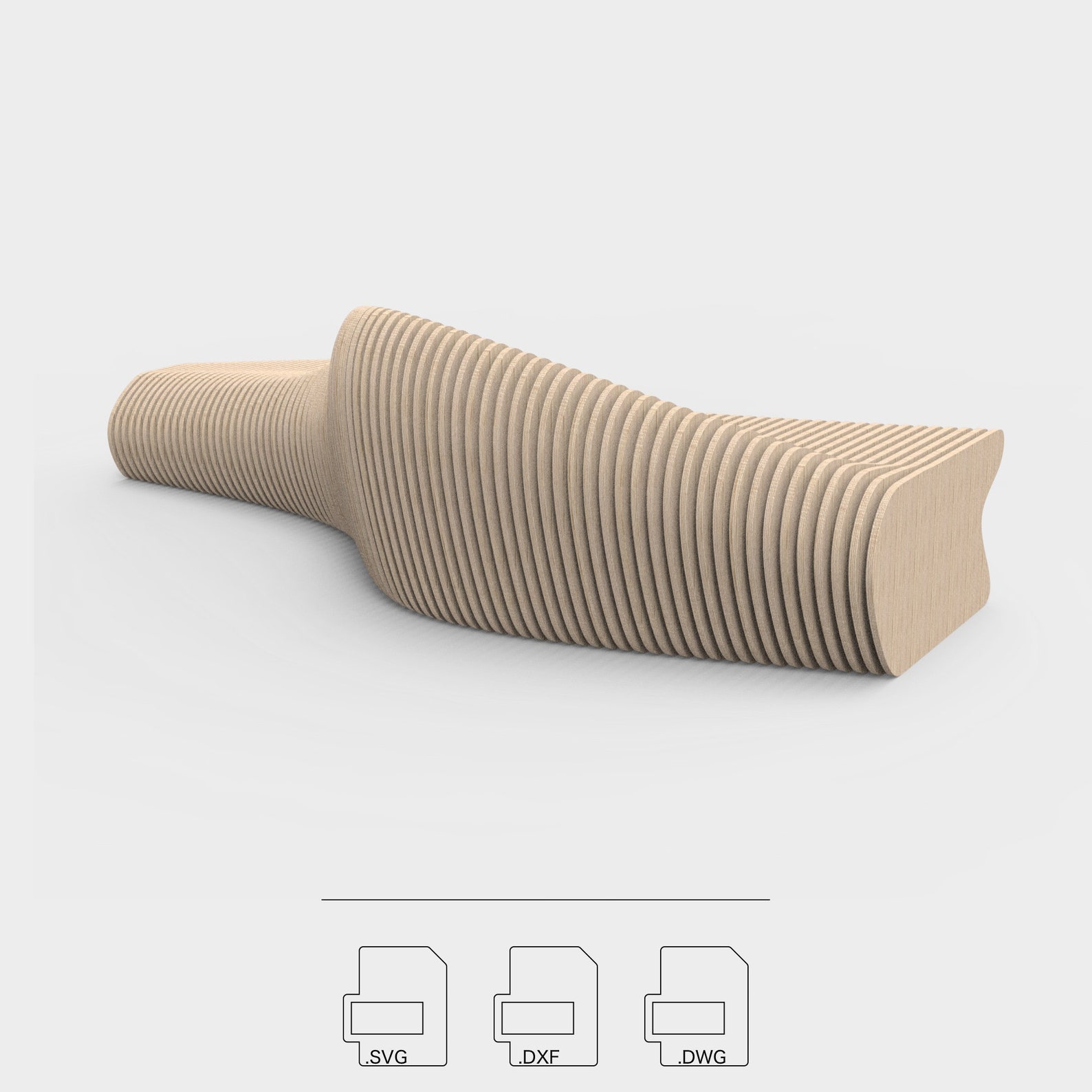 Parametric Bench Curl Router Cut Files Cnc Files For Cutting Vector Files Dxf Dwg Svg Pdf