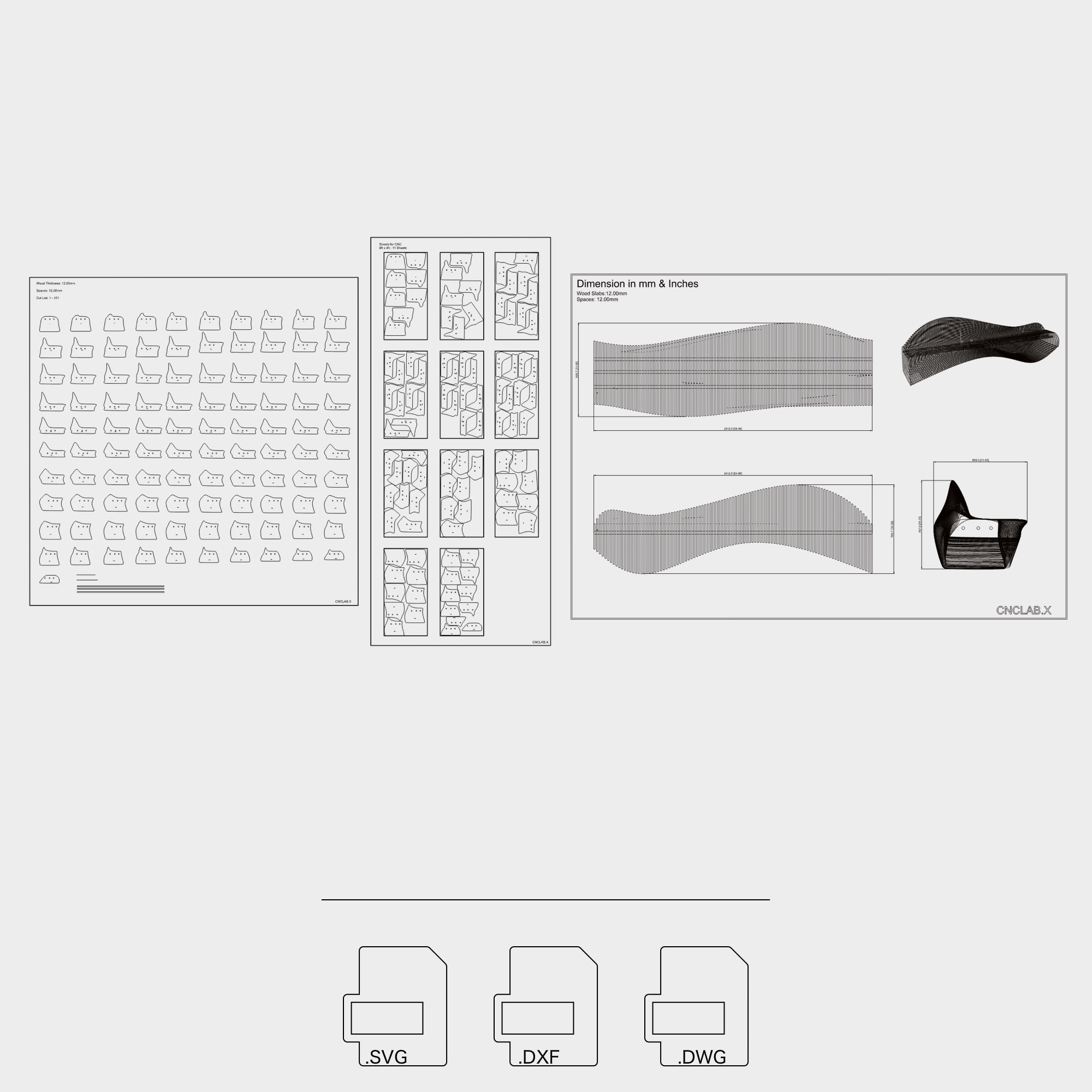 Parametric Windy Bench Router Cut Files Cnc Files For Cutting Vector Files Dxf Dwg Svg Pdf