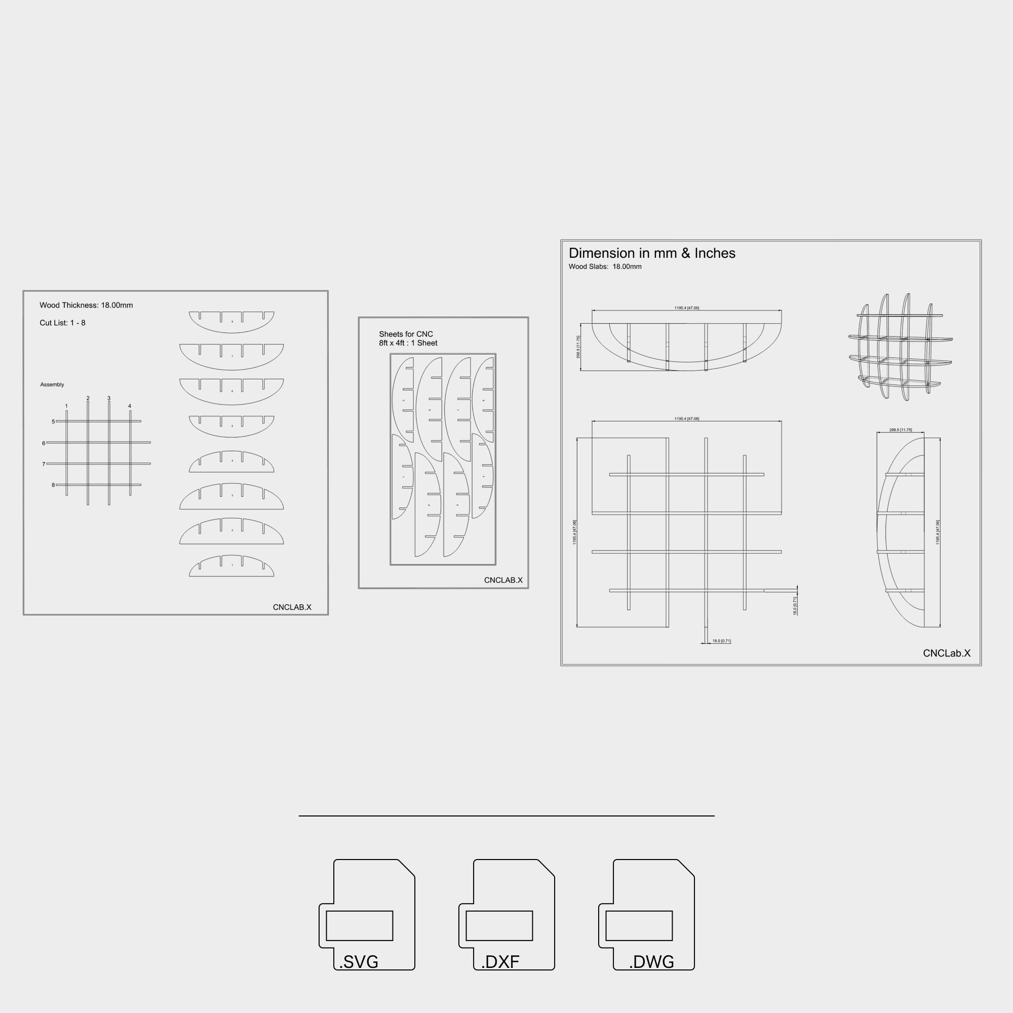 Parametric Bookshelf Aria Router Cut Files Cnc Files Vector Files Dxf Dwg Svg Pdf Etsy