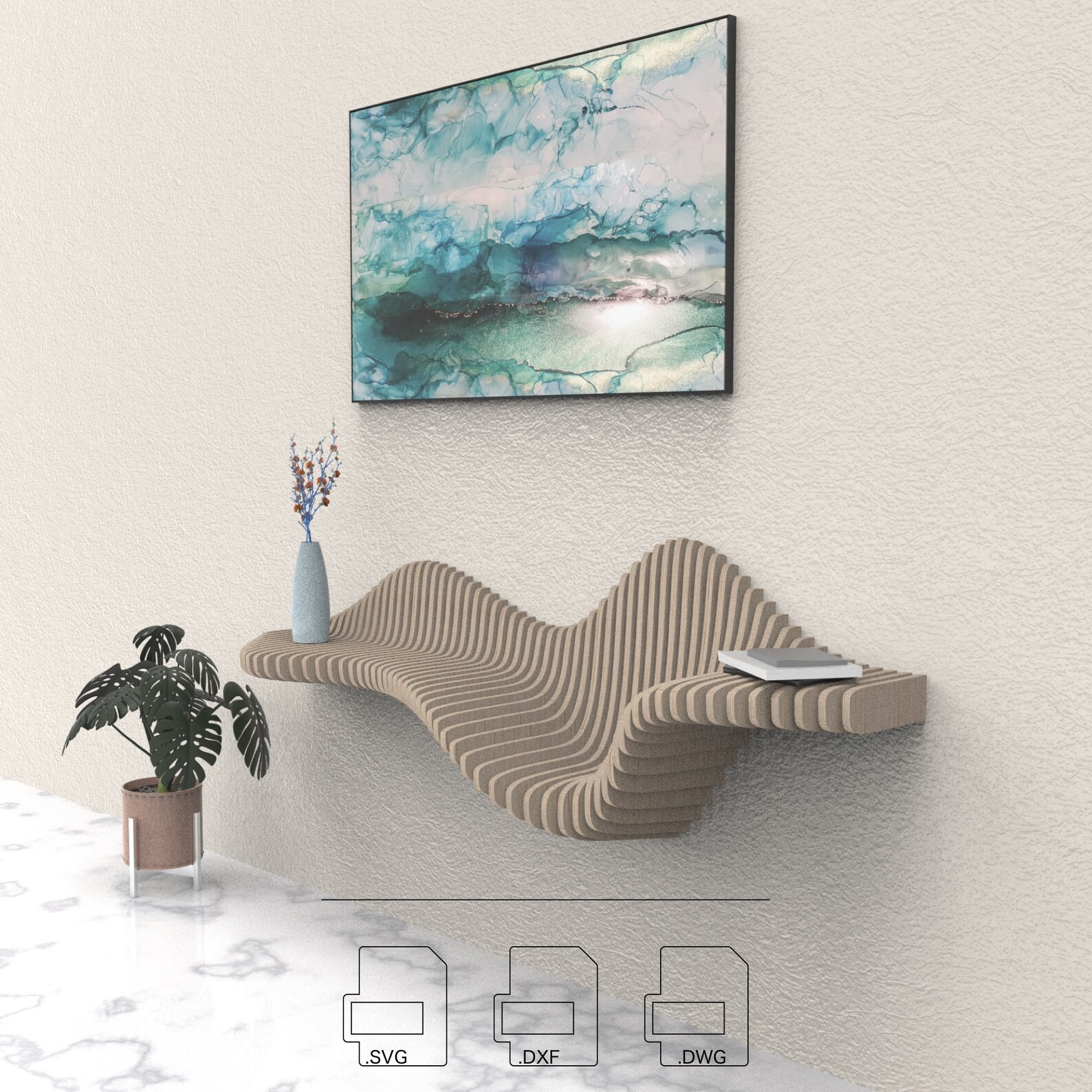 Parametric Console Lexa • Modern CNC Design • Router-cut Vector Files ...