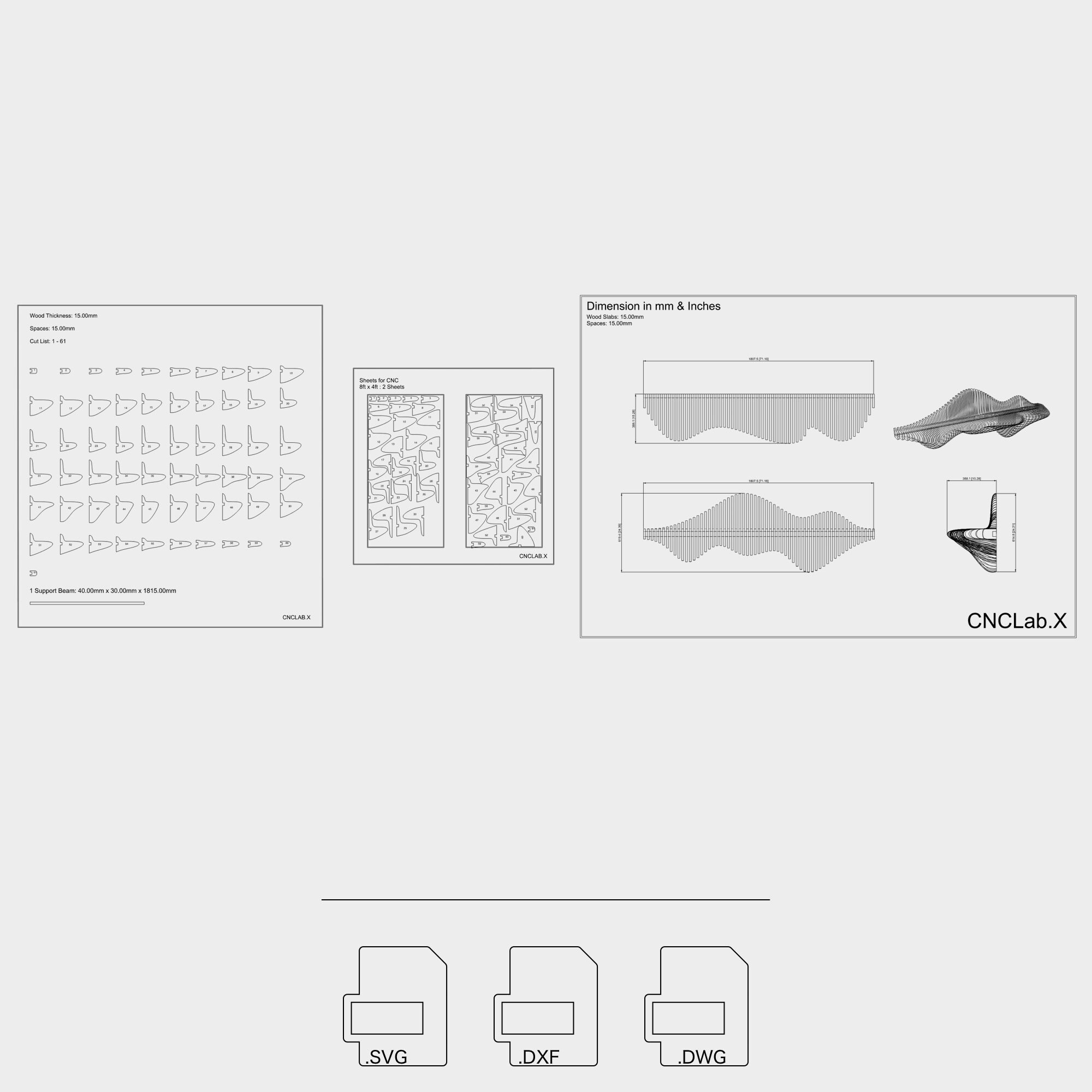 Parametric Wall Unit : Waveform Router-cut Files CNC Files Vector Files ...