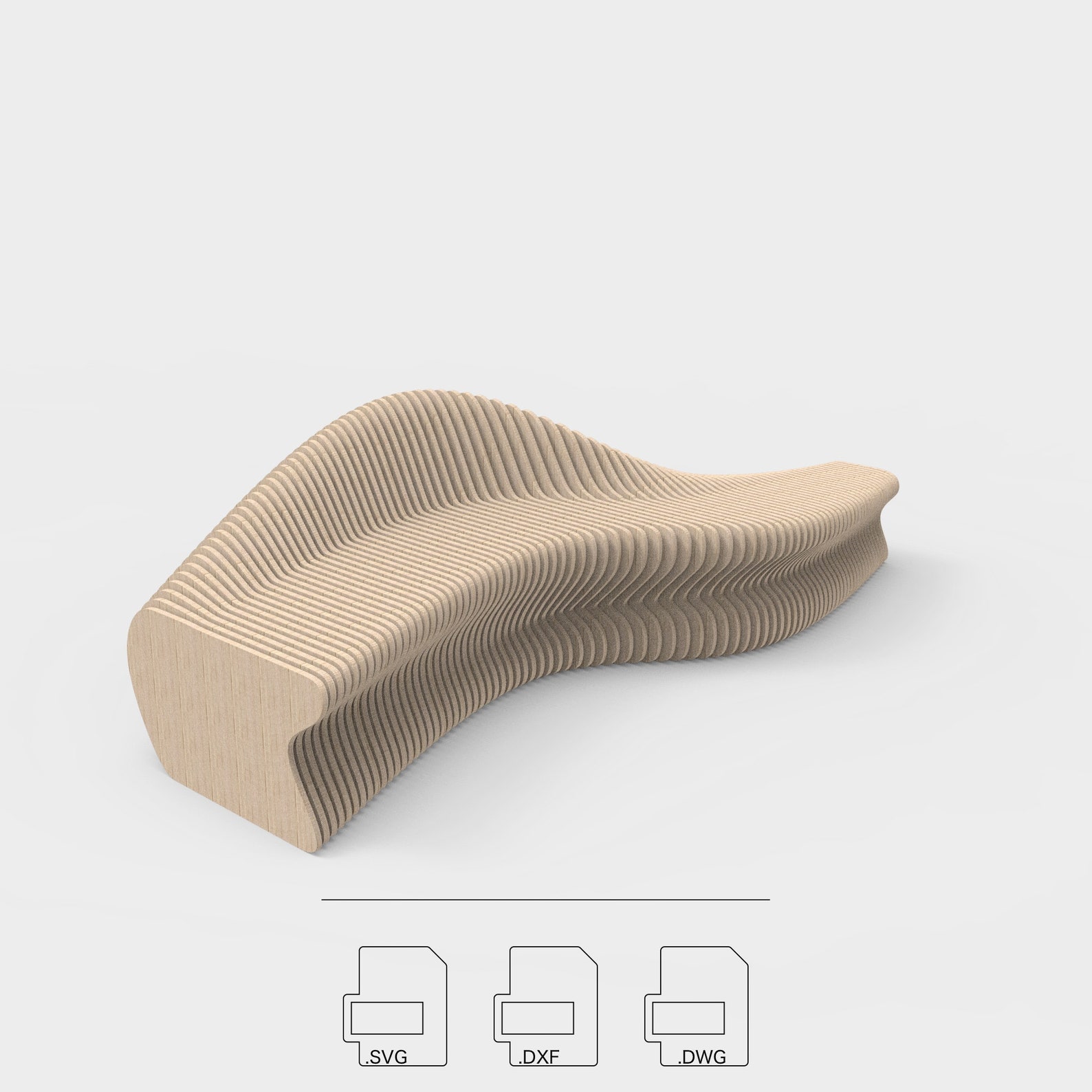 Parametric Bench: Curl Router-cut Files CNC Files for Cutting Vector ...