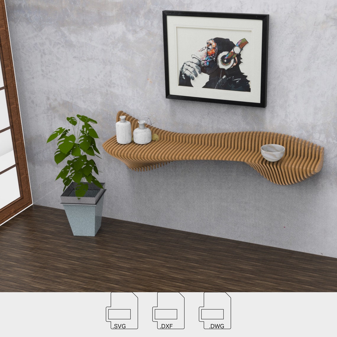 Parametric Console Shelf 2 • Modern CNC Design • Router-cut Vector ...