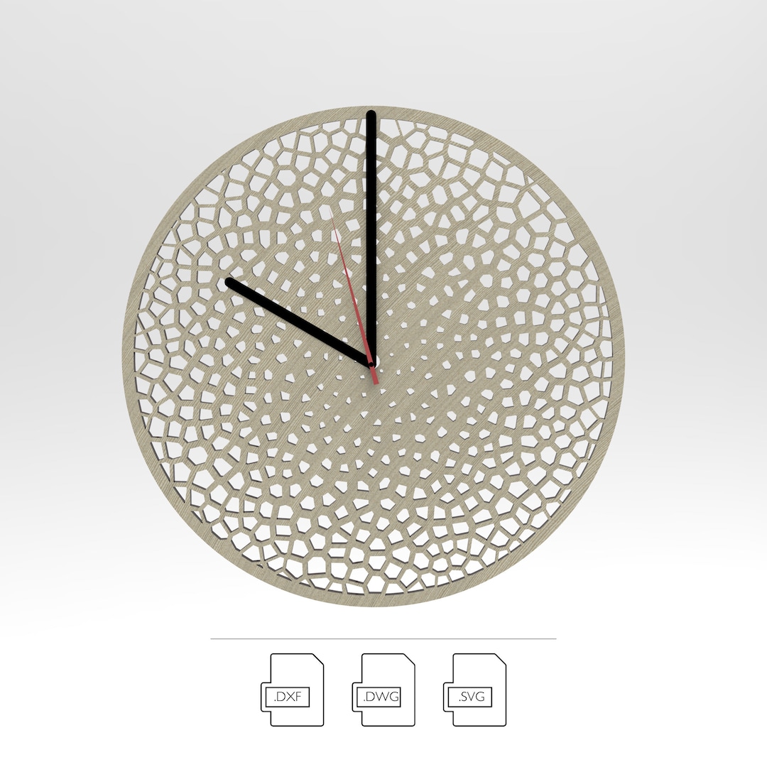 Voronoi Wall Clock • Parametric Design • Laser-cut CNC Files • Svg Dxf ...