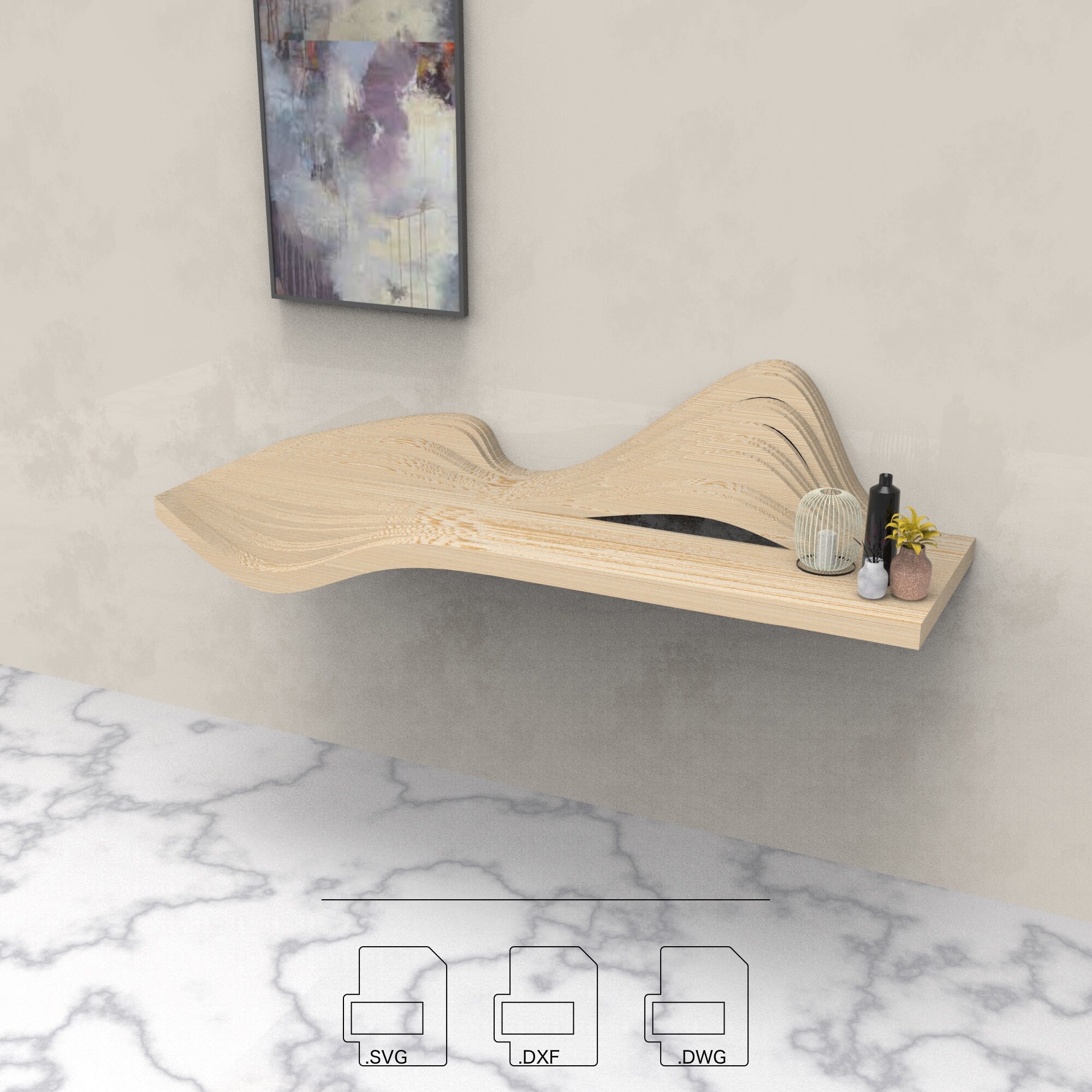 Parametric Shelf Swell Console : Wake Router-cut Files CNC Files Vector Files .dxf .dwg .svg ...