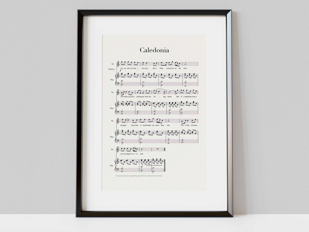 Caledonia Sheet Music (with Lyrics) | Scottish Prints | Tartan Prints ...