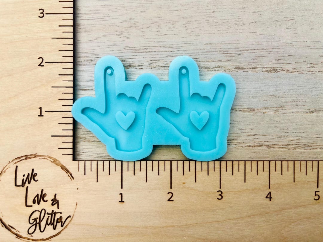 Asl I Love You Earrings Silicone Mold for Resin, Sign Language Dangle ...