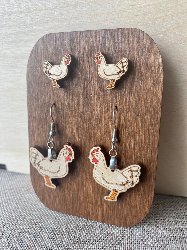 Chicken Earring Svg Chicken Earrings Stud Svg Chicken - Etsy