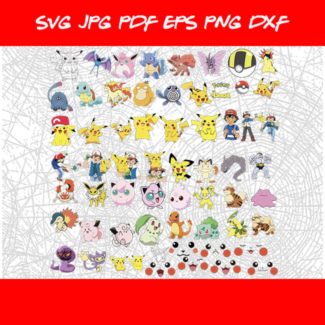 Pikachu Bundle Layered SVG PNG JPEG Pokemon Cricut Cutting File Cartoon ...