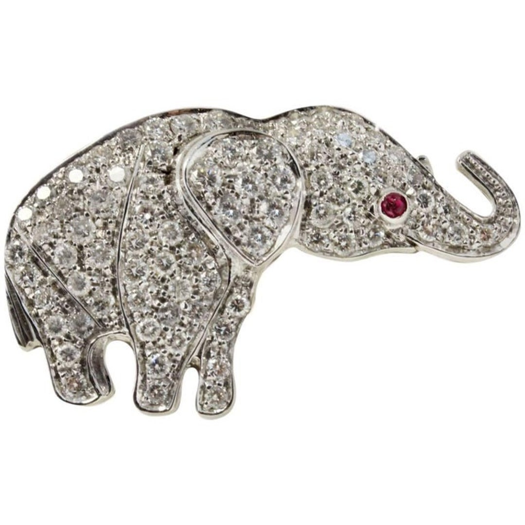 White Gold Diamonds and Ruby Brooch/pendant - Etsy