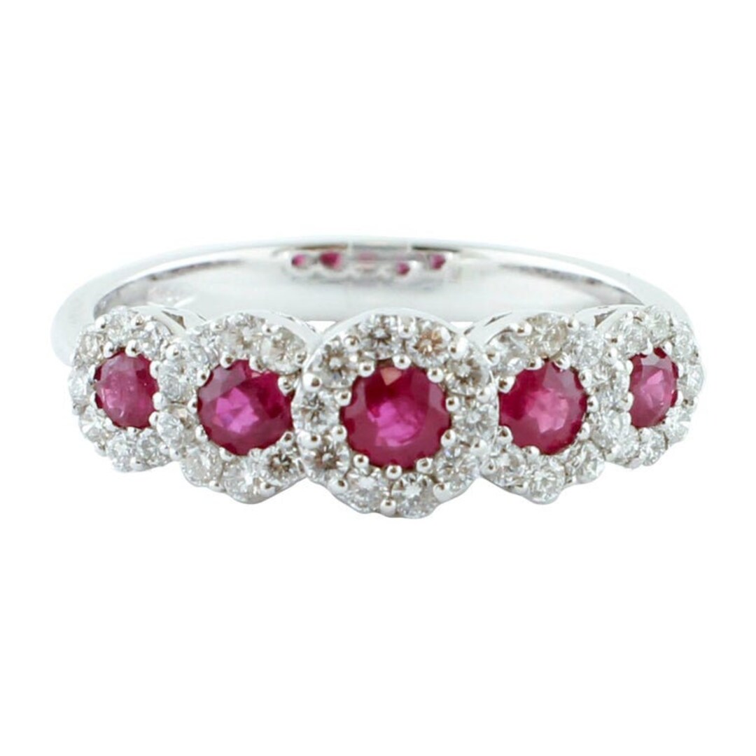 Rubies, Diamonds, 18 Karat White Gold Ring - Etsy