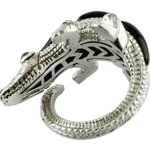 Diamonds Blue Sapphires Onyx White Gold Lizard Animal - Etsy