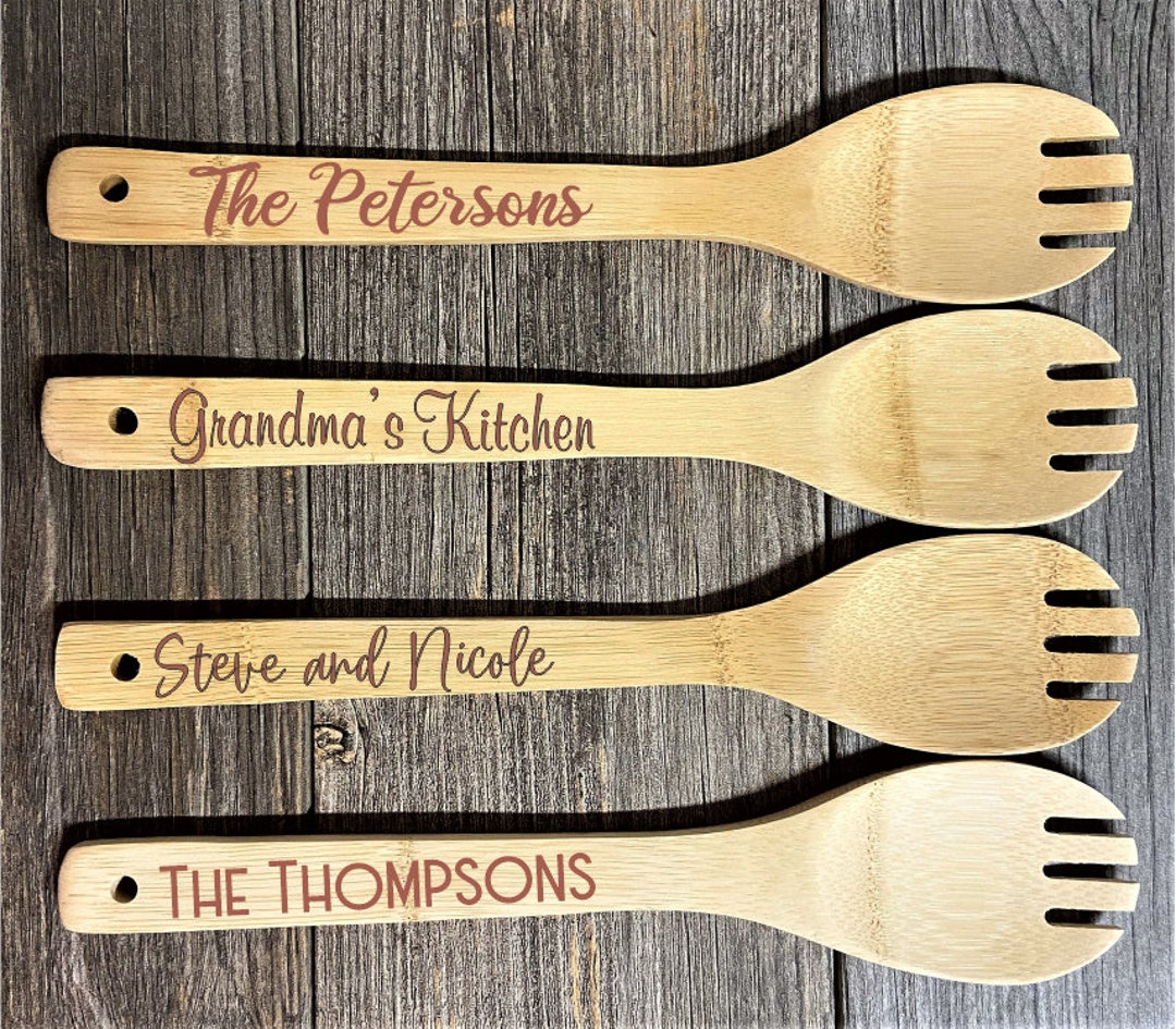 Engraved Bamboo Spork, Wooden Spork, Bamboo Spork Personalized, Cooking ...