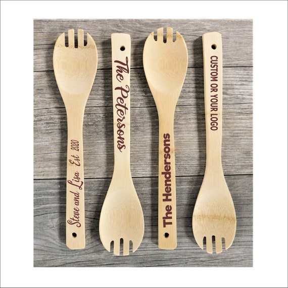 Engraved Bamboo Spork Wooden Spork Bamboo Spork | Etsy