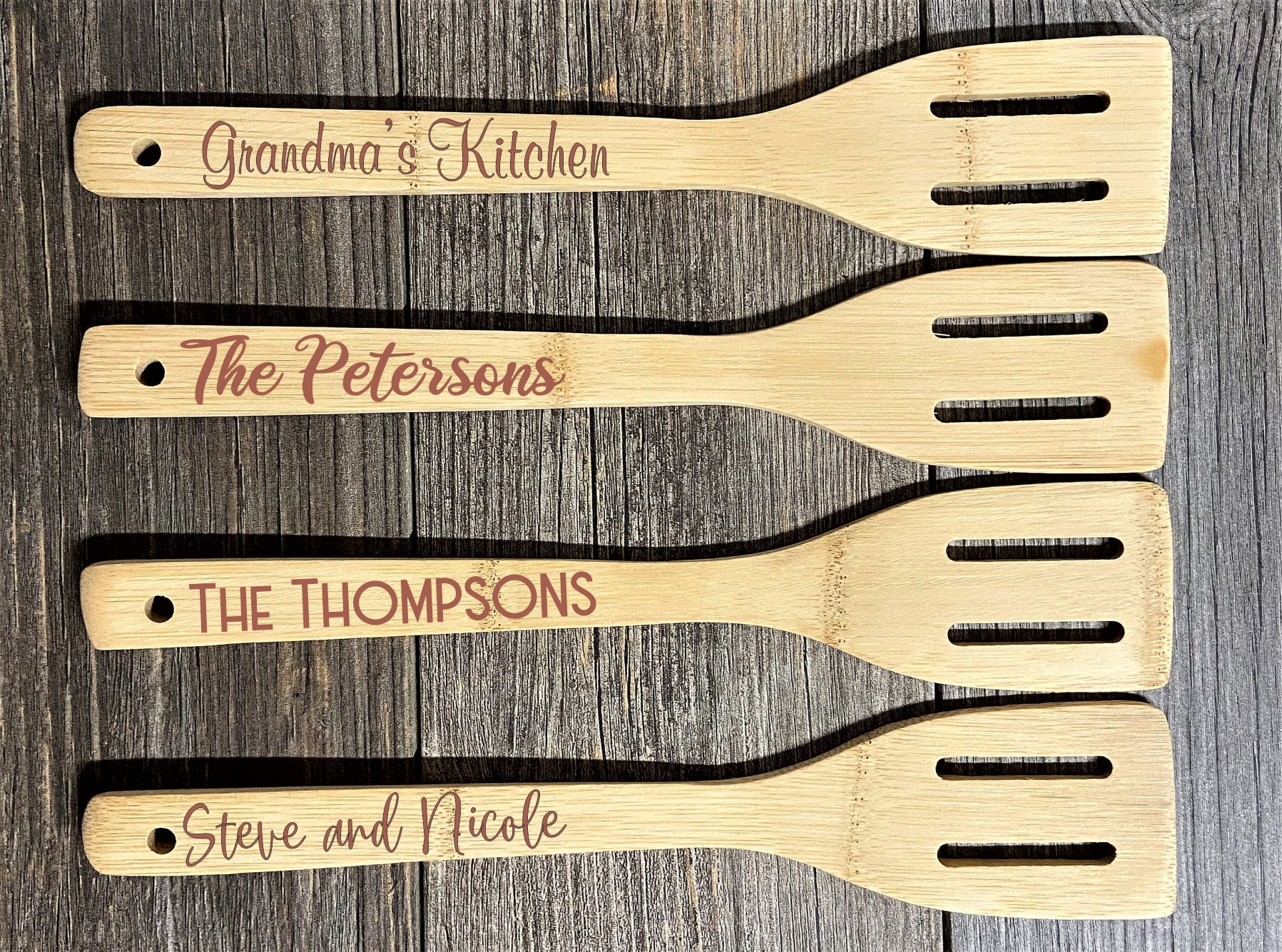 Engraved Bamboo Spatula Bamboo Spatula Personalized Wooden | Etsy