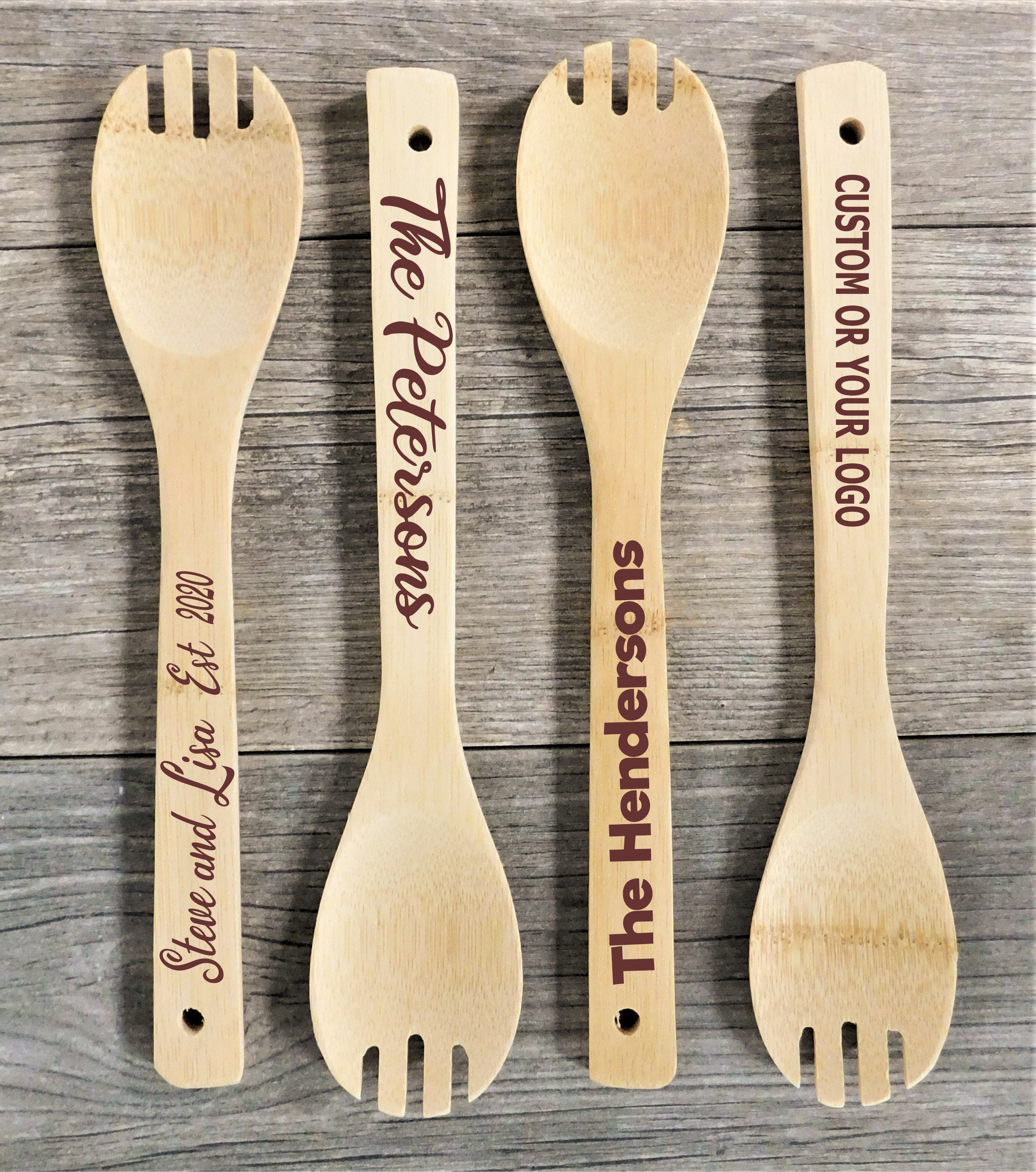 Engraved Bamboo Spork Wooden Spork Bamboo Spork | Etsy