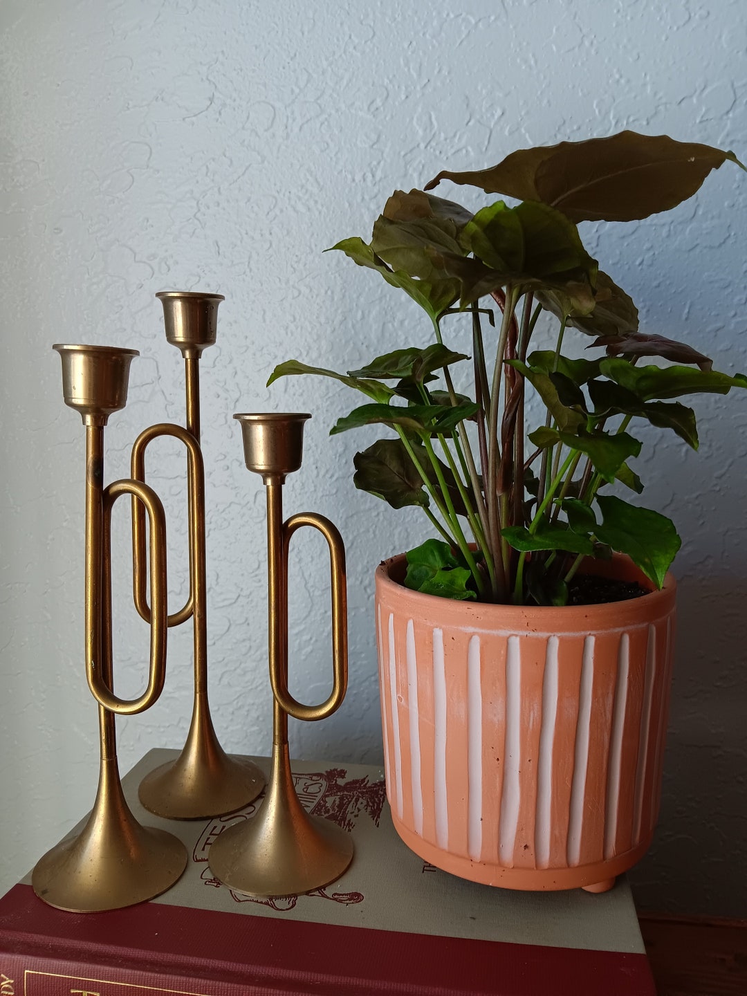 Vintage Brass Candlesticks Set of 3 Trumpet Taper Holders - Etsy