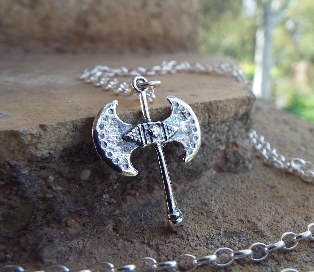 Pendant Silver Labrys Double Axe Symbol Sterling Handmade Ancient Greek ...
