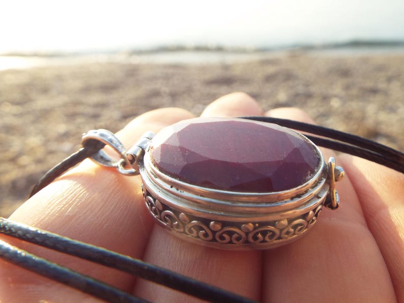 Sterling Silver Ruby Pendant Locket Jewelry Handmade Crystal Gemstone ...