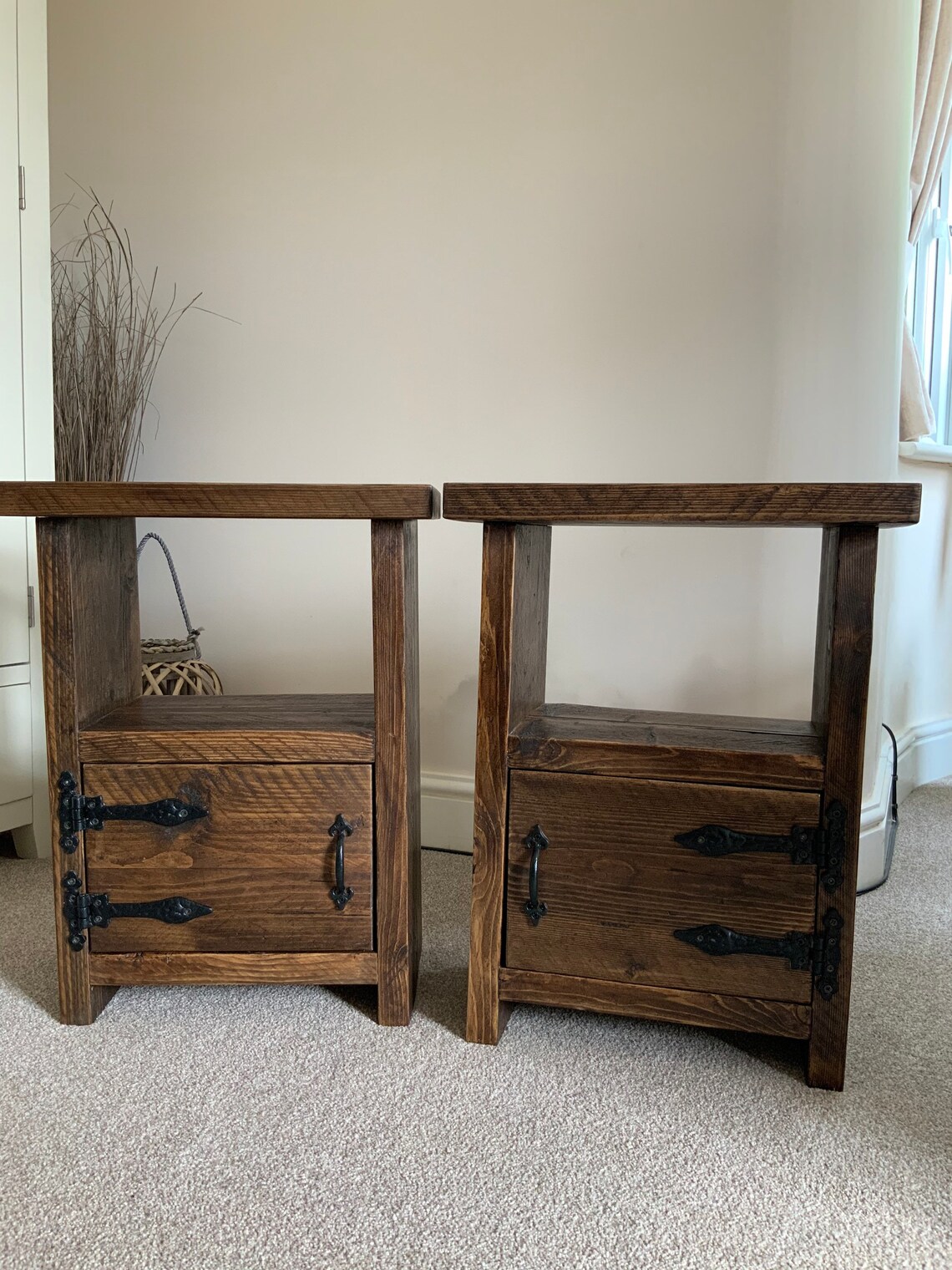 Handmade Rustic Reclaimed Pair of Bedside Cabinets | Etsy UK