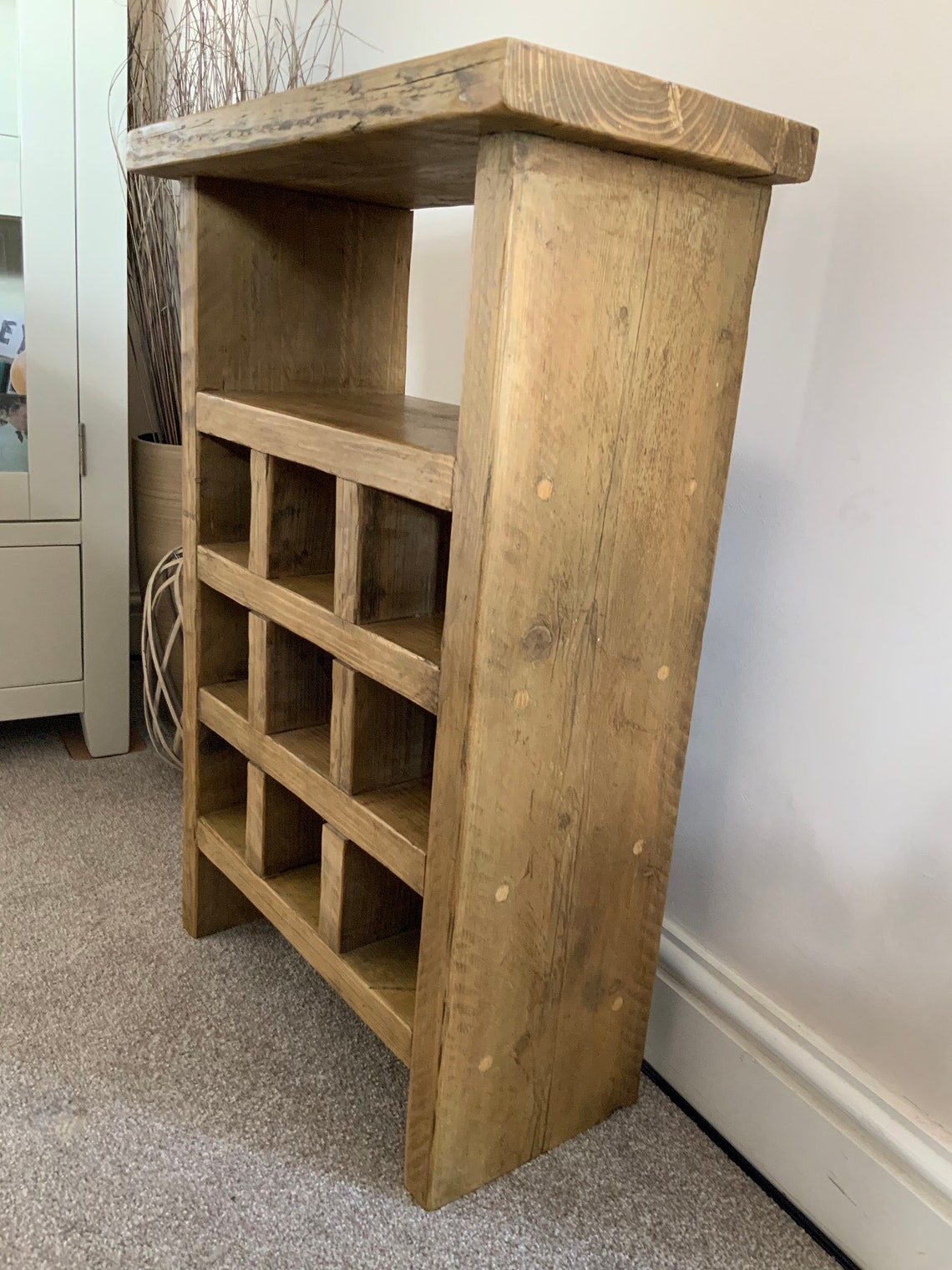 Rustic Handmade Wine Cabinet. Natural Oak Finish. | Etsy