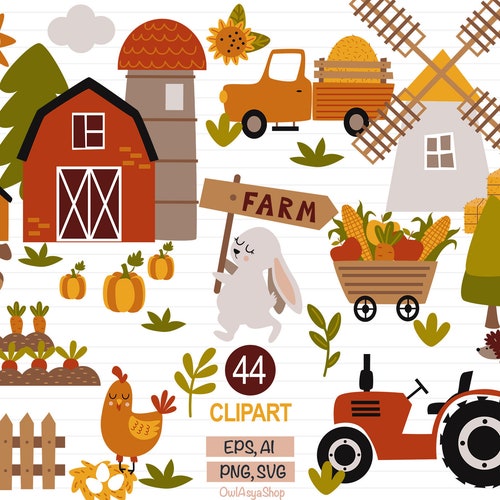 Farm Animal Faces Clipart Set Animal Faces Farmyard Farm | Etsy Australia