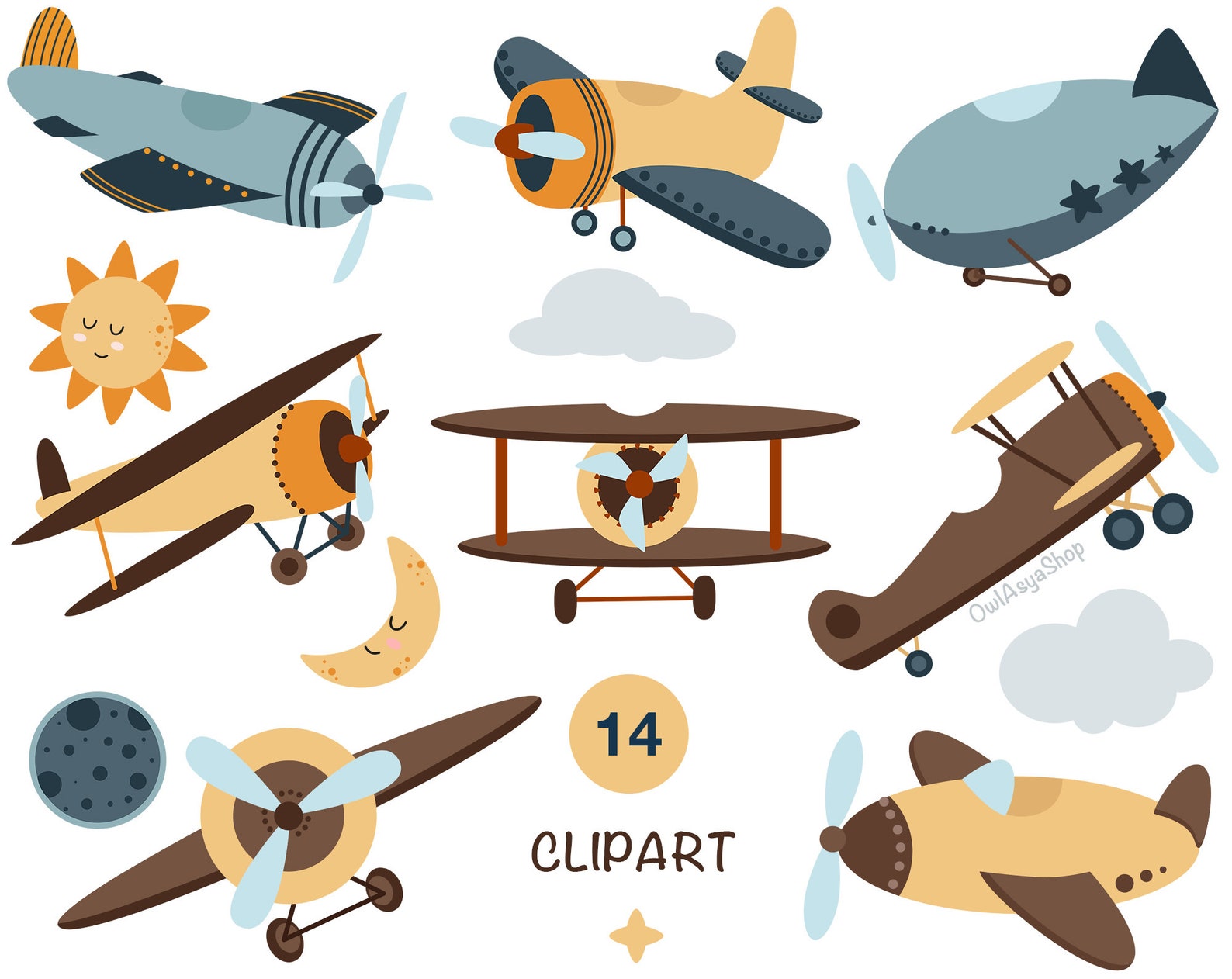 Airplane svg Clipart set Plane svg files Baby boy plane vector | Etsy