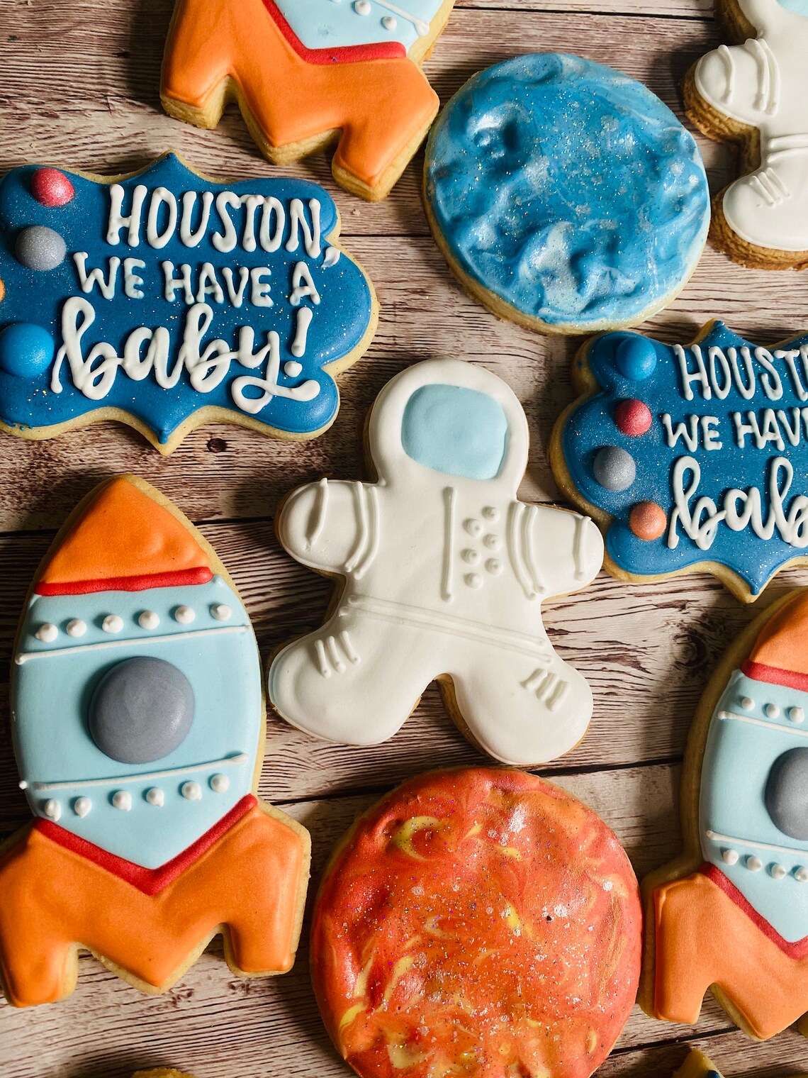 1 Dozen Outer Space Baby Shower Cookies Astronaut Cookies - Etsy