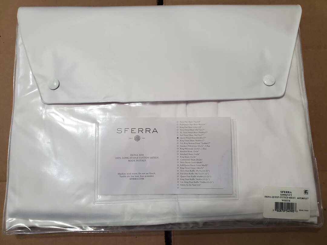 Sferra Fiona Fitted Sheet Queen White - Etsy