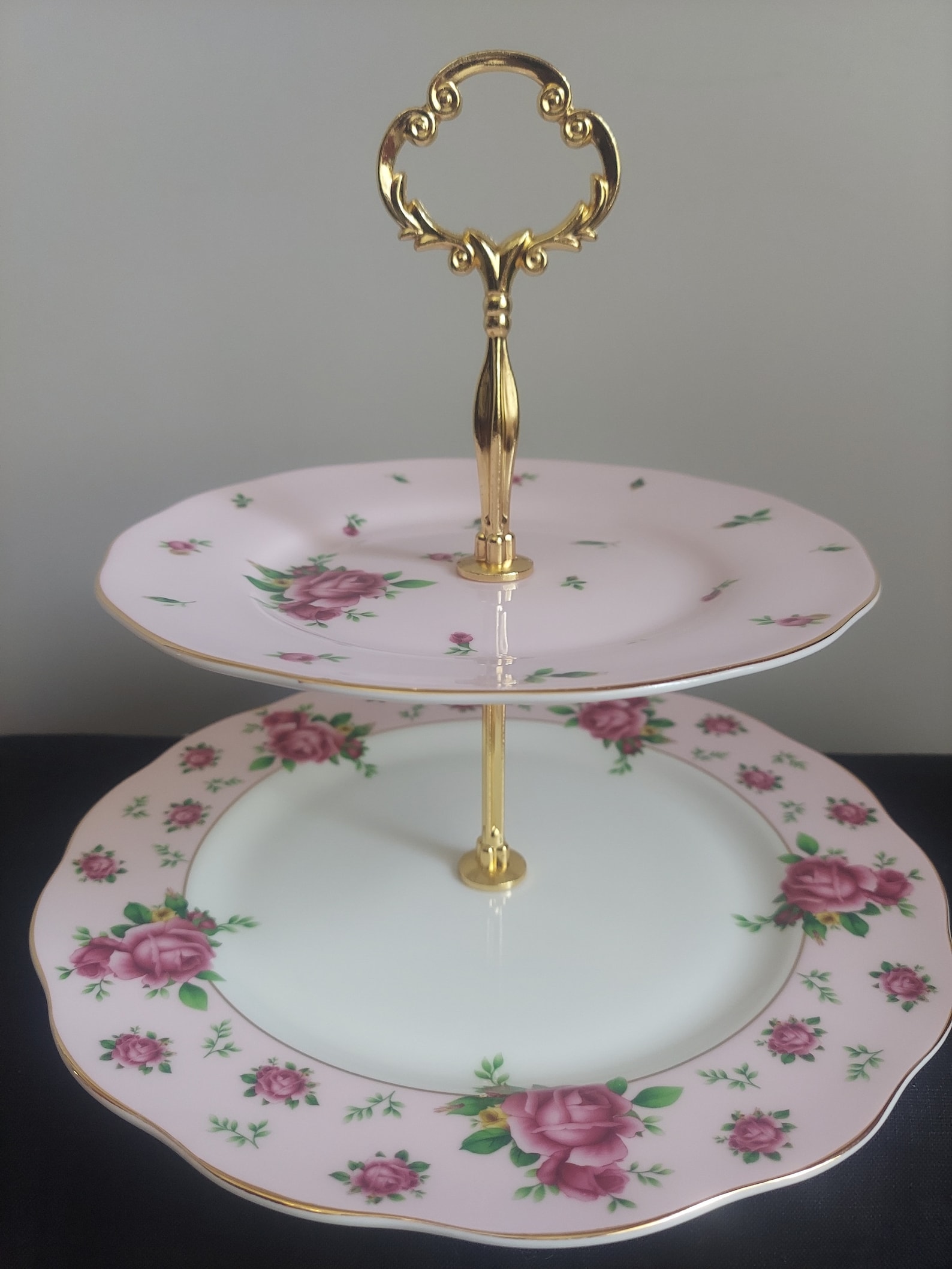 Royal Albert New Country Roses Pink 2-tiered Serving Tray - Etsy