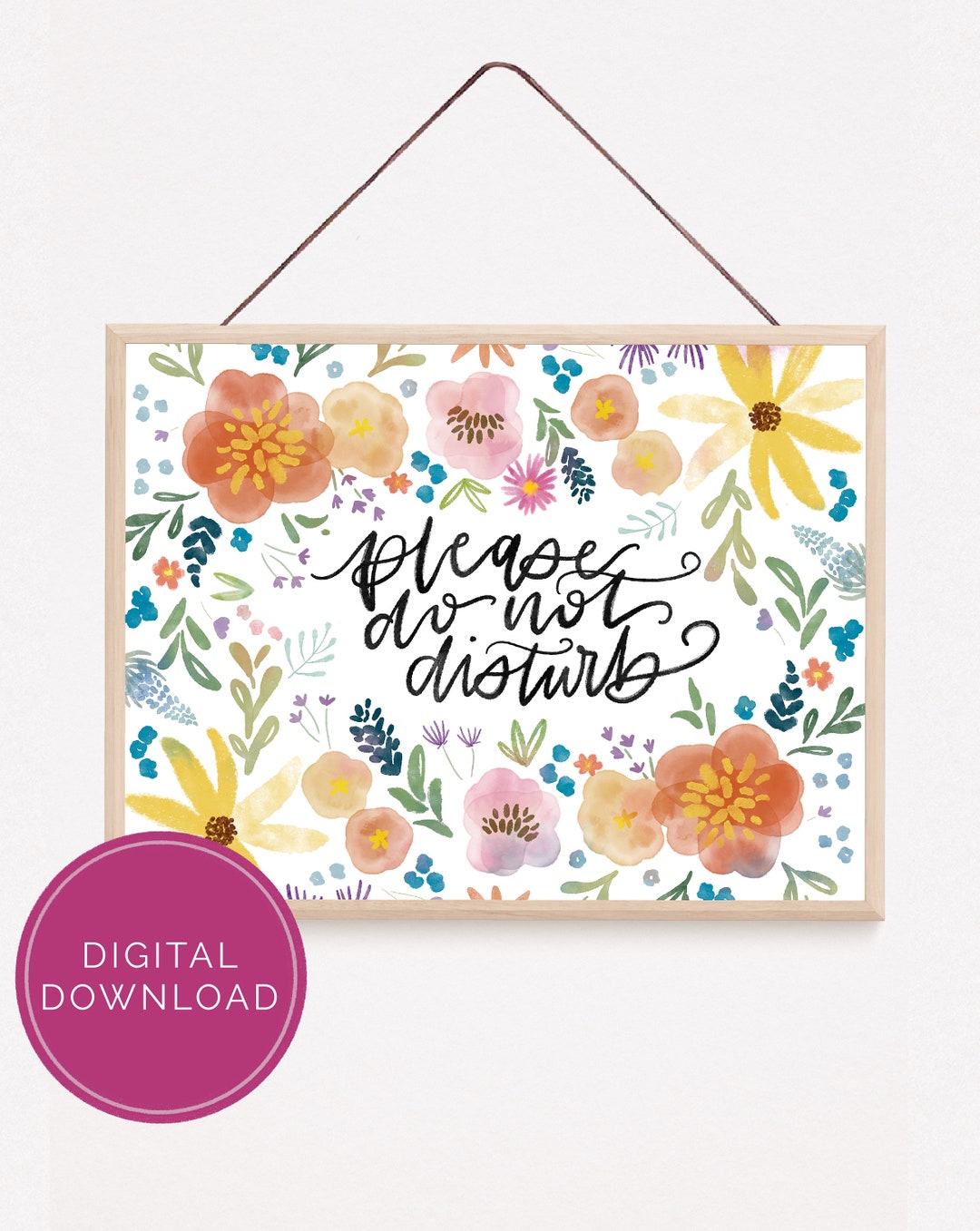 Do Not Disturb Sign | Wildflower Floral Privacy Door Sign | Work From ...