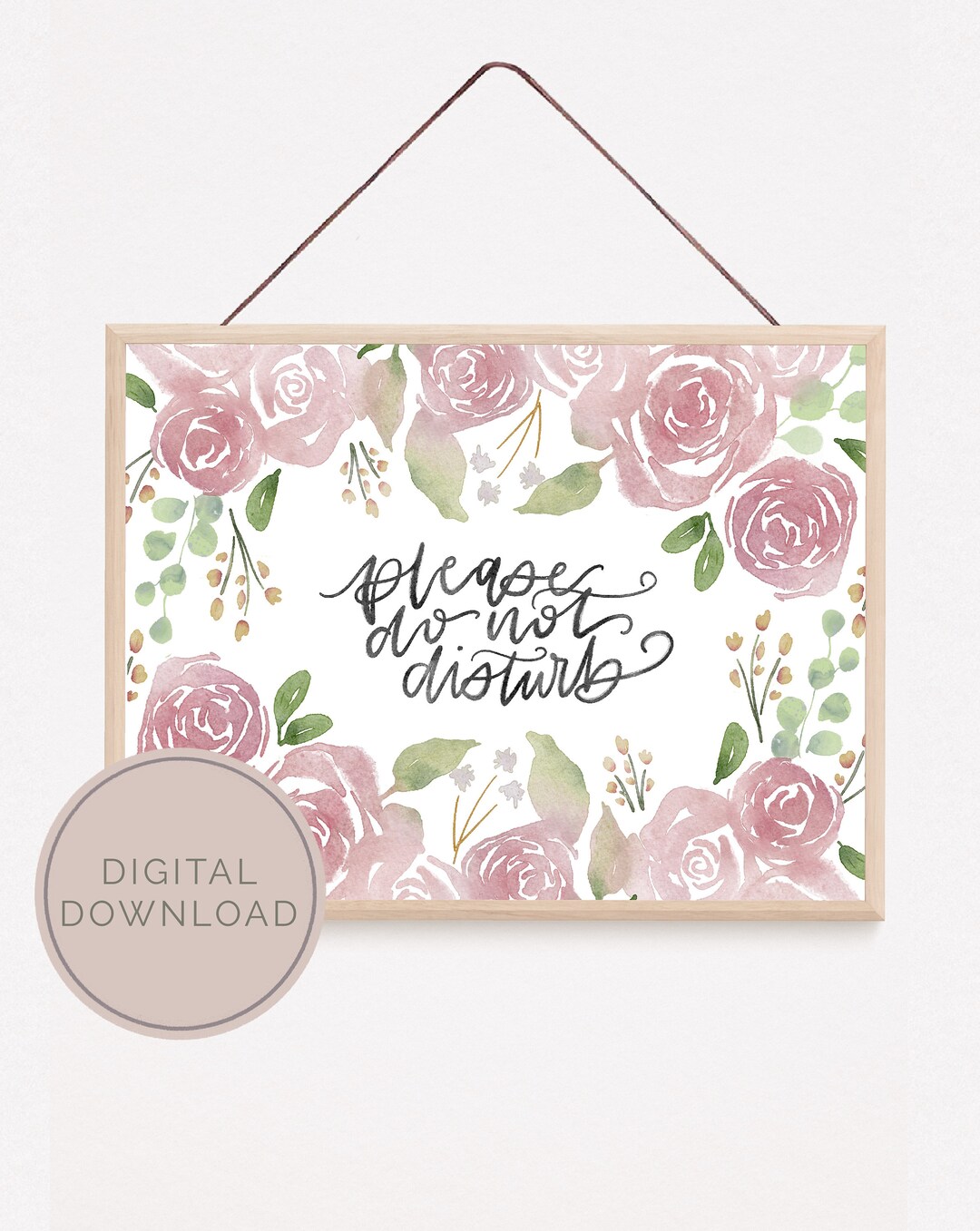 Do Not Disturb Sign Blush Rose Floral Privacy Door Sign Work From Home ...