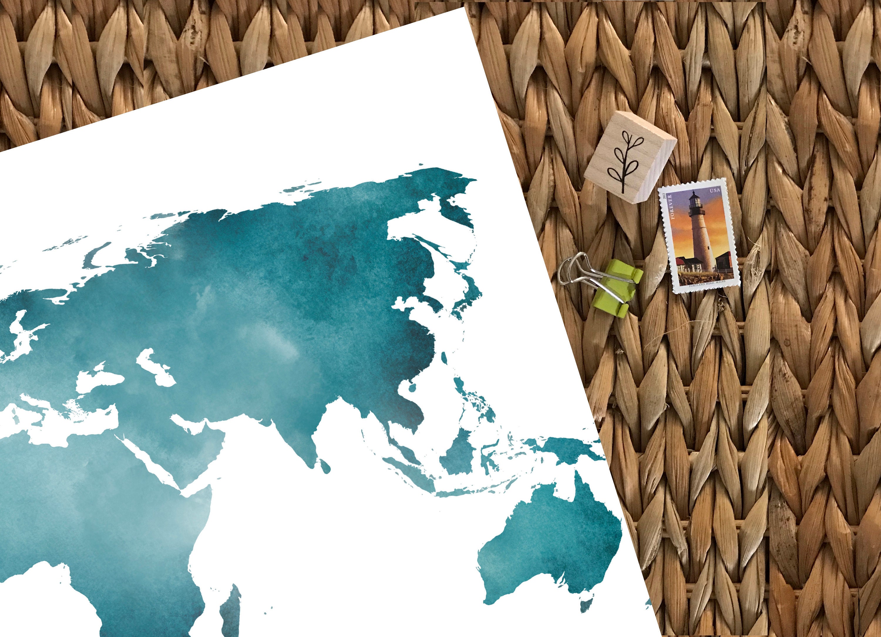 Love of God Watercolor World Map Print | Farmhouse Hymn Decor | Large ...