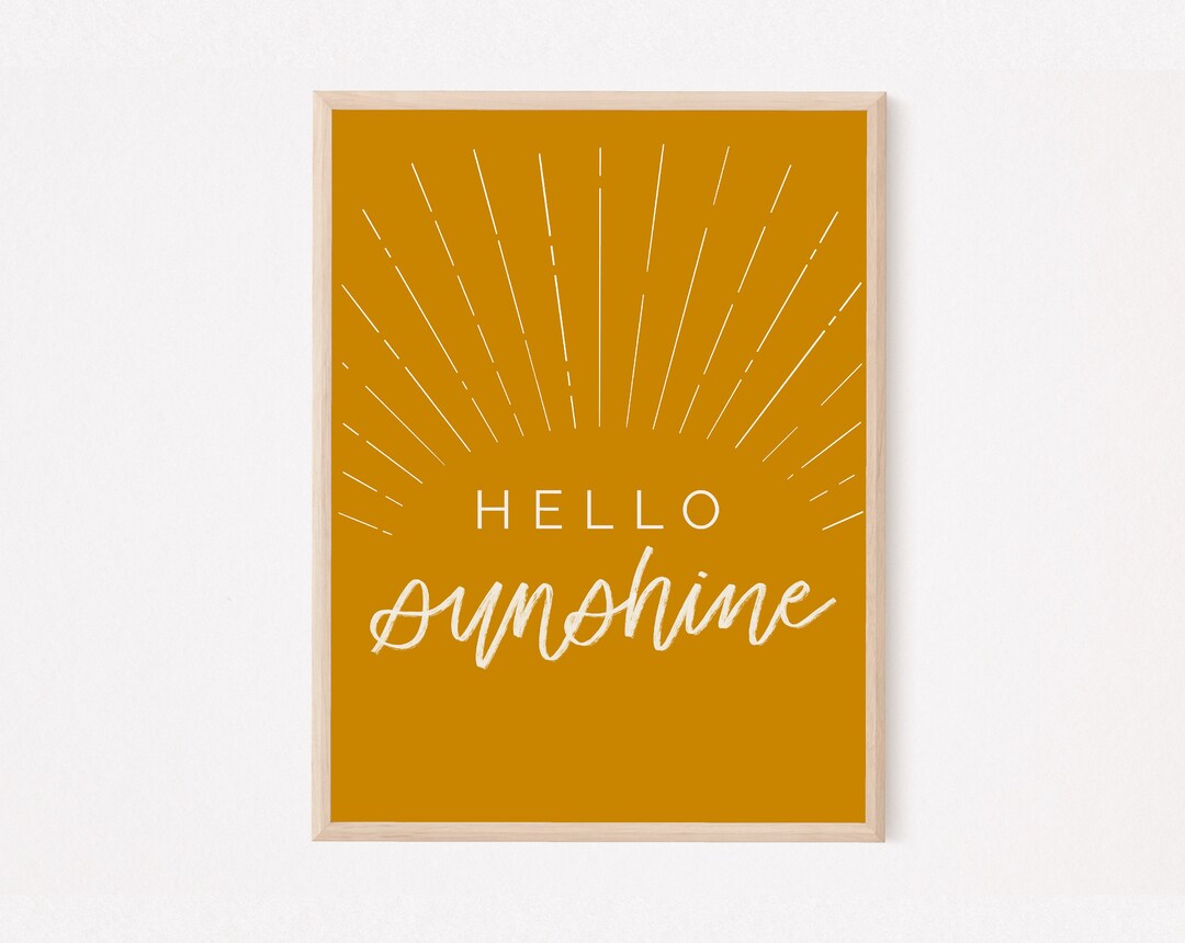 Hello Sunshine Poster | Large Wall Art | Boho Bedroom Decor | Colorful ...