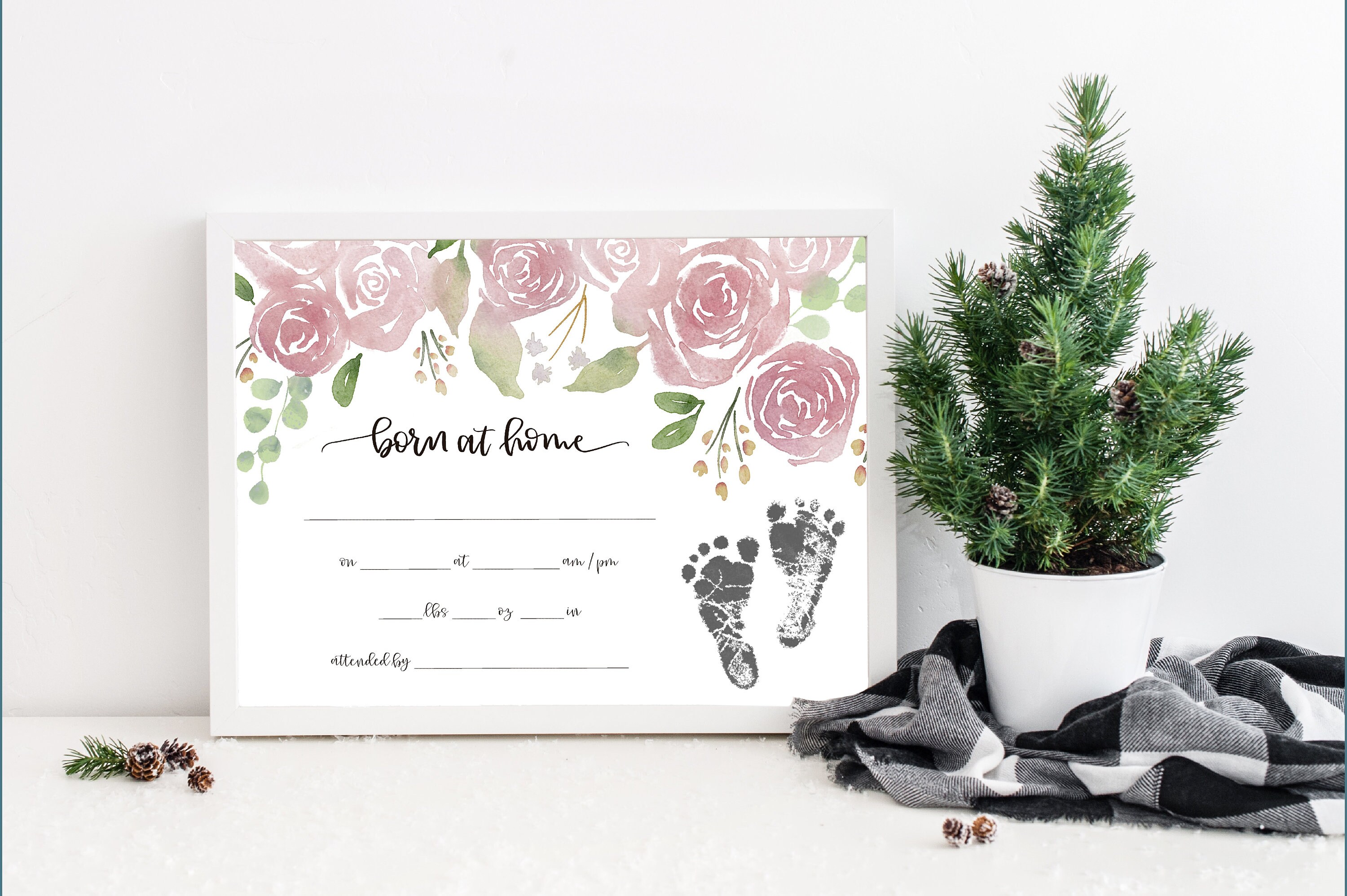 Homebirth Certificate for Footprints Birth Stats Born at - Etsy